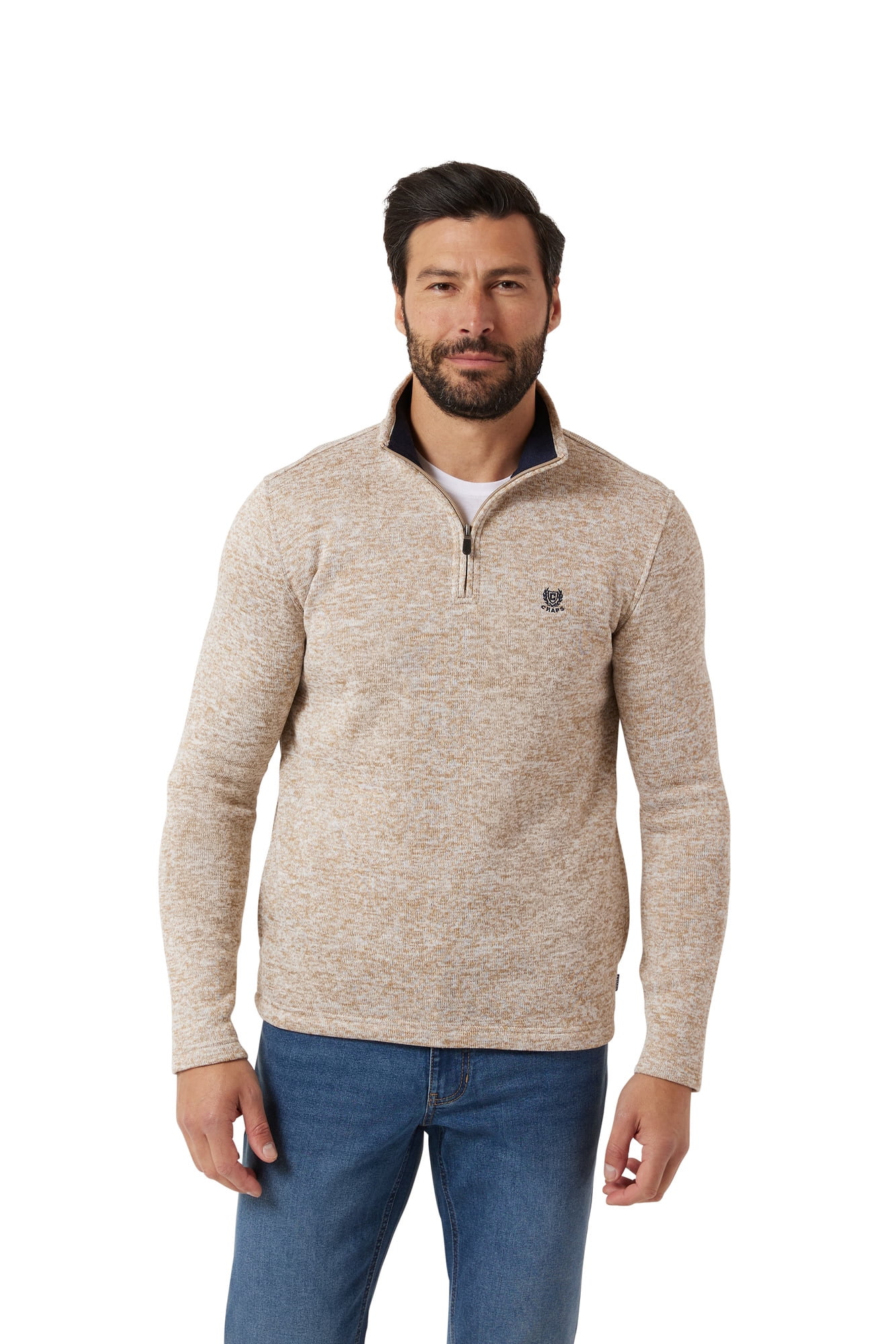 Chaps Men's & Big Men's Quarter Zip Mock Neck Sweater Fleece - Walmart.com