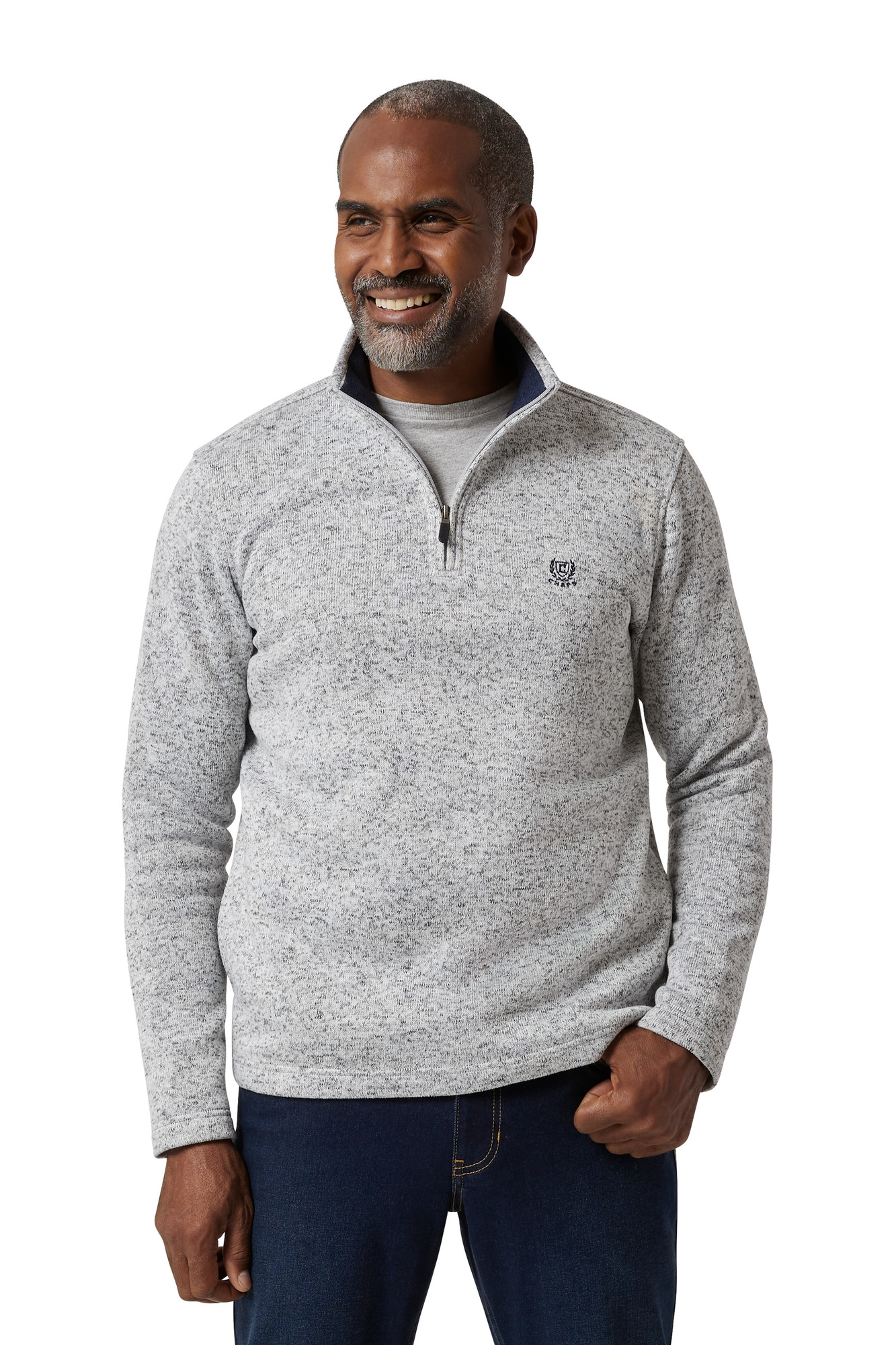 Chaps Men's Long Sleeve Classic Fit Stripes Button Mock Neck Sweater ...