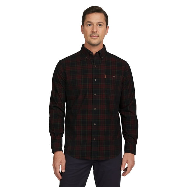 Chaps Men's & Big Men's Plaid Corduroy Button Down Long Sleeve Shirt ...