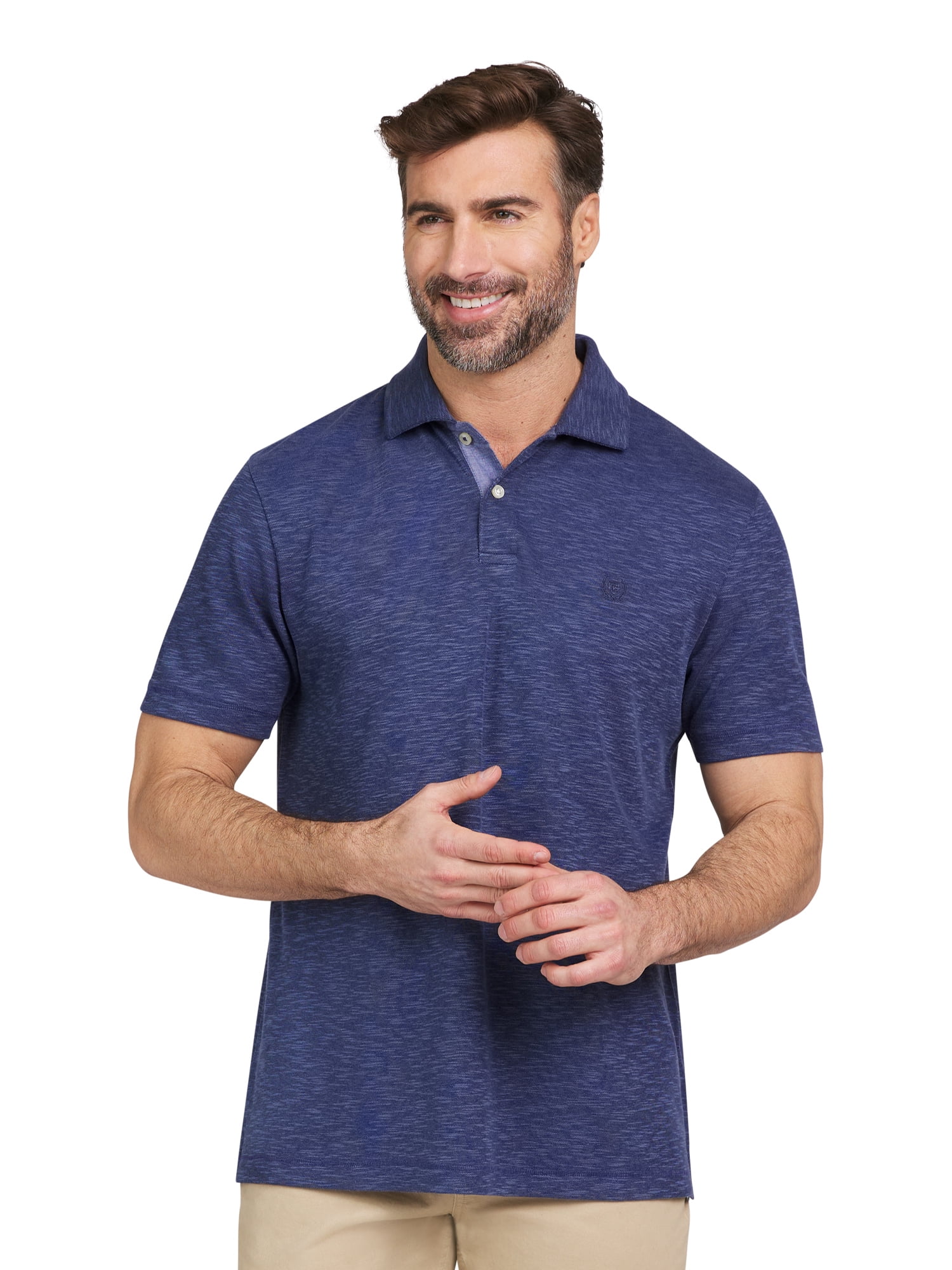 Chaps Men's & Big Men's Seacoast Wash Slub Pique Polo Shirt with Short ...