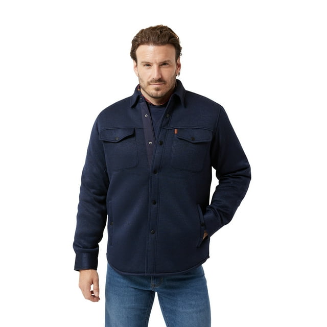 Chaps Men's & Big Men's Sherpa Lined Fleece Snap Front Sweater Jacket ...