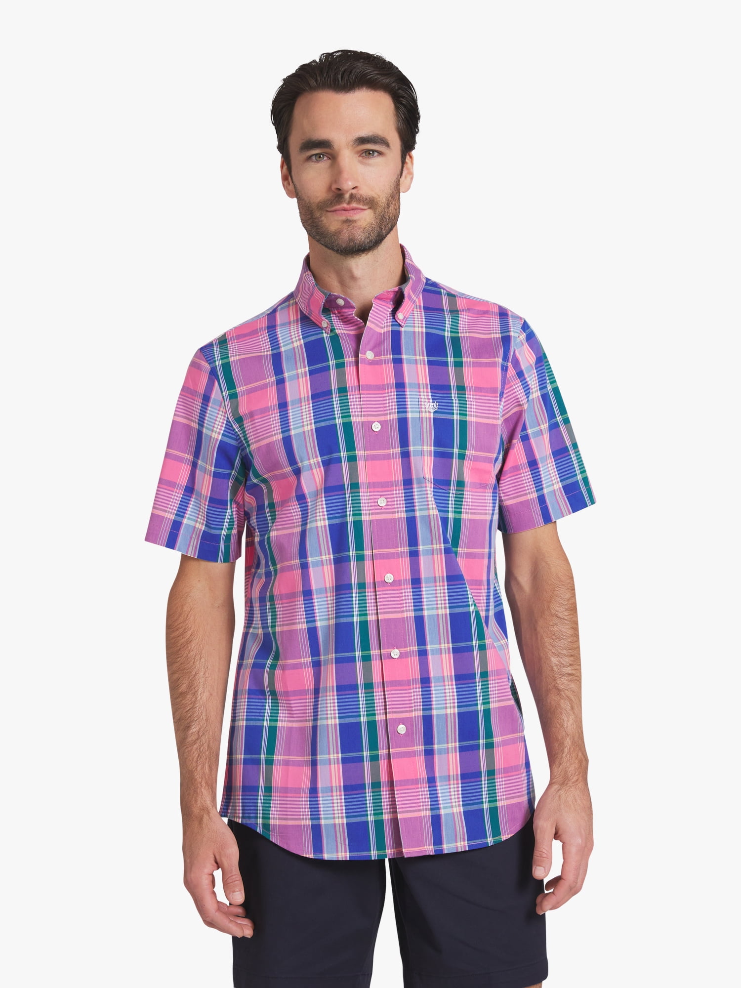 Chaps Men's & Big Men's Short Sleeve Easy Care Stretch Poplin Shirt ...