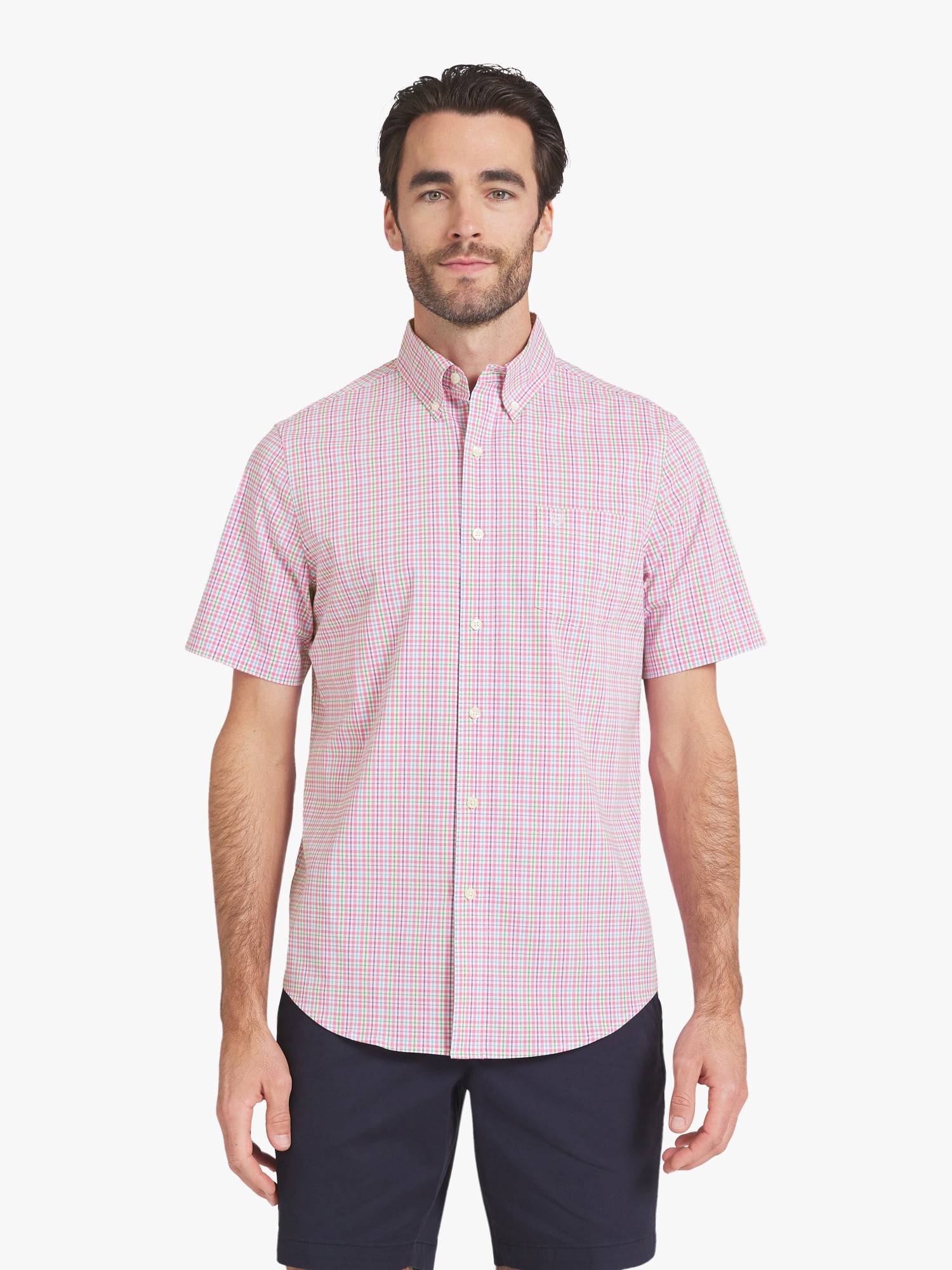 Chaps Men's & Big Men's Short Sleeve Easy Care Stretch Poplin Shirt ...