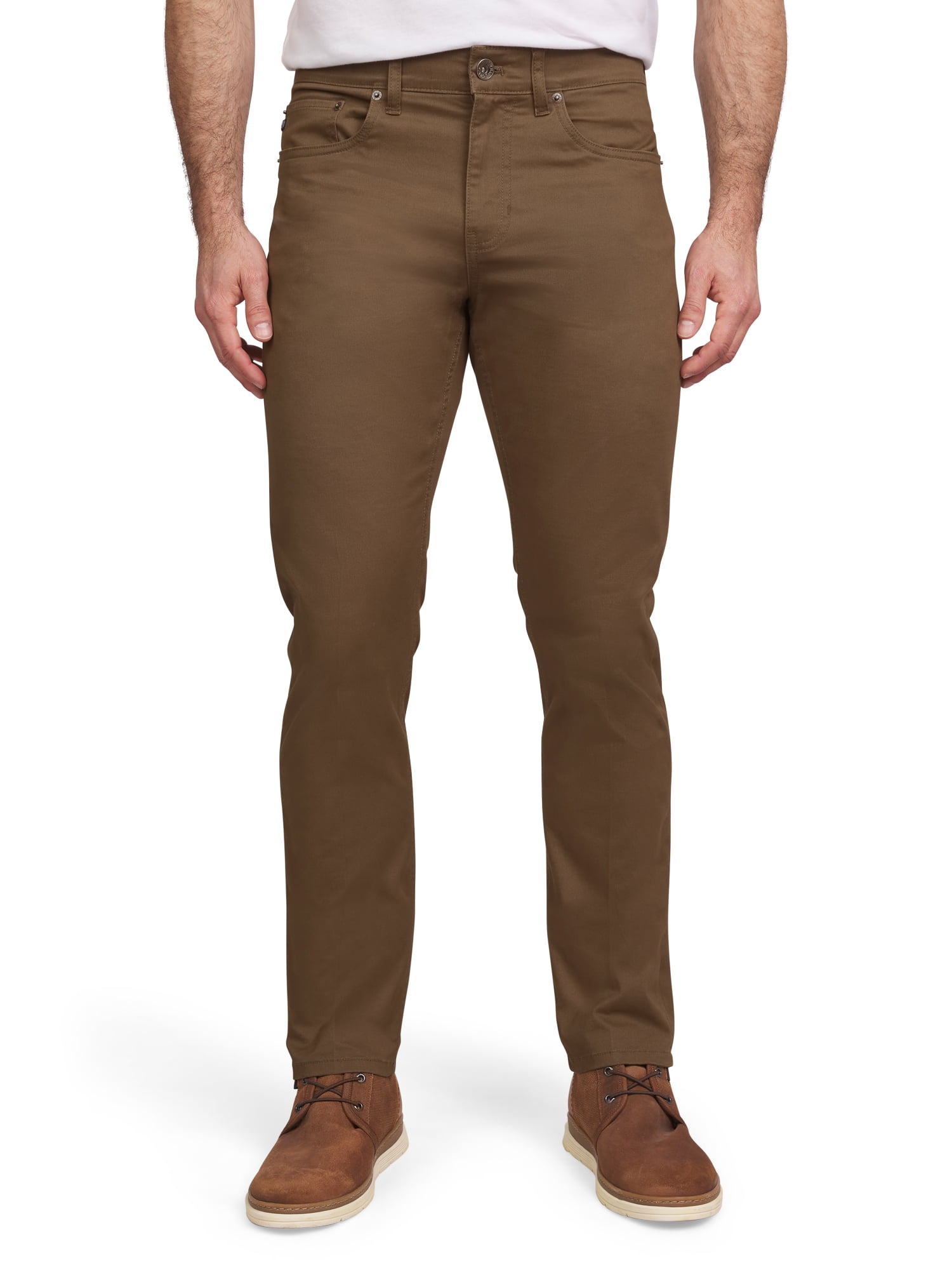 Chaps Men's Slim Straight Fit 5-Pocket Khaki Pants with Stretch Fabric ...