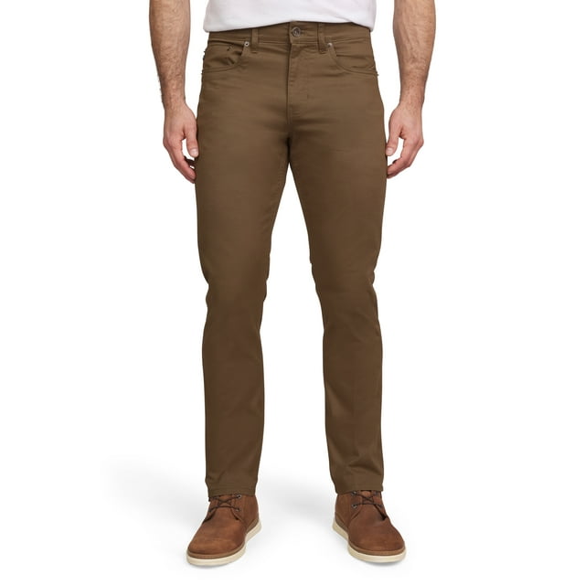 Chaps Men's & Big Men's Slim Straight Fit 5-Pocket Khaki Pants ...