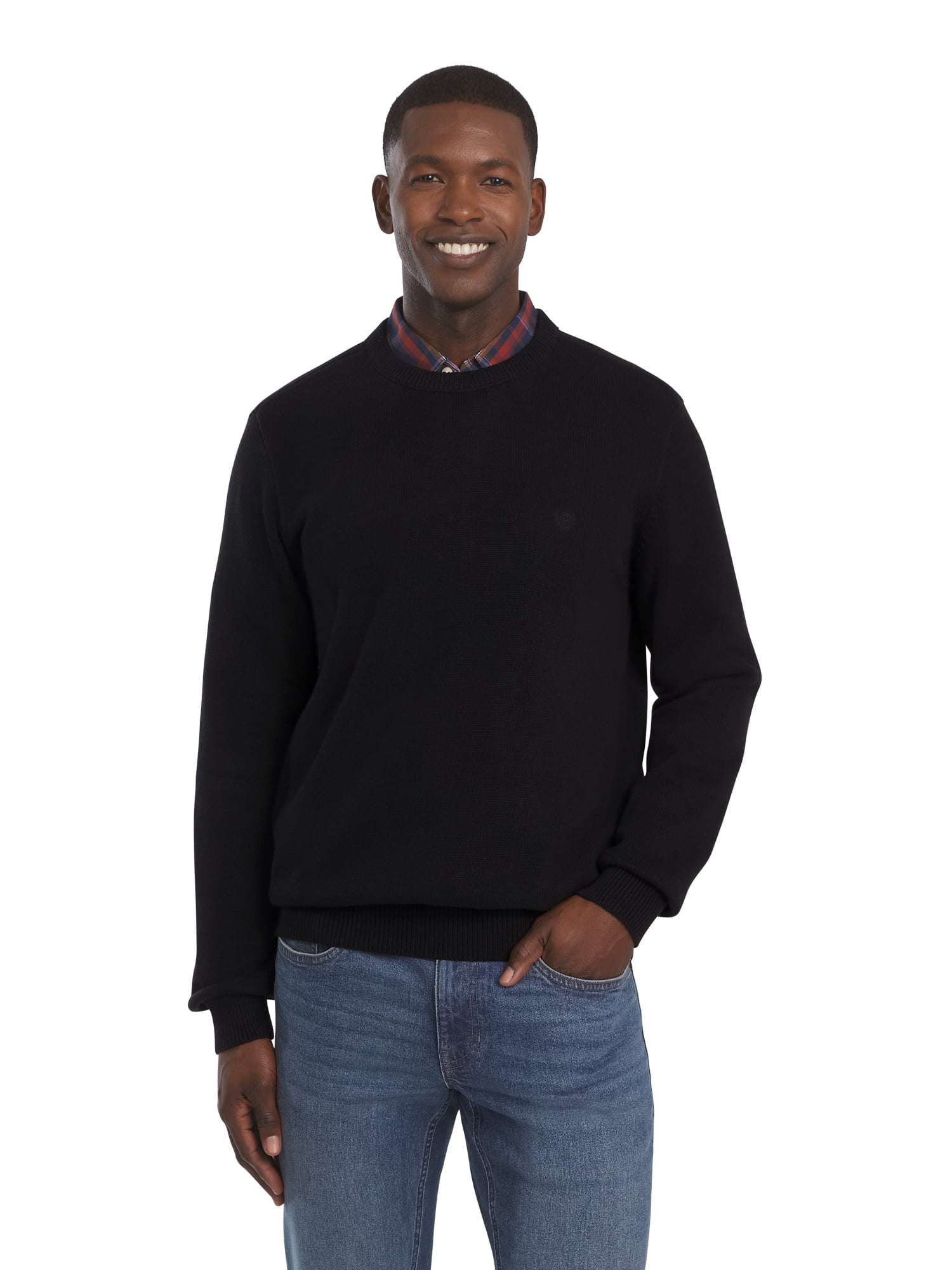 Chaps Men's & Big Men's Solid Cotton Crewneck Sweater, Sizes S-2XL ...