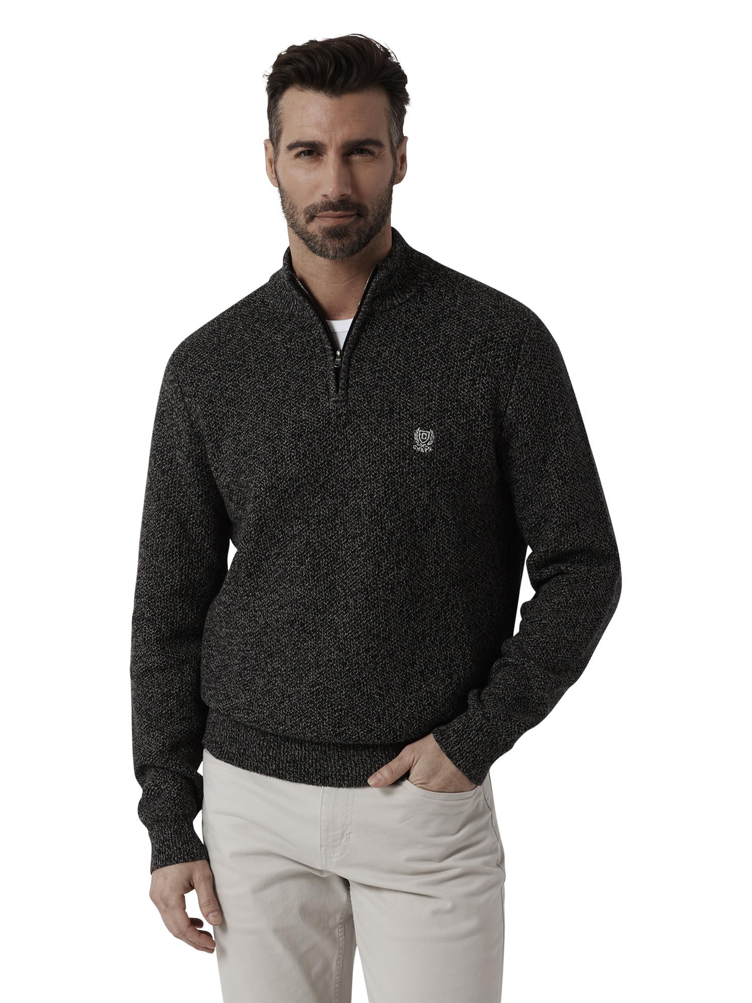 Chaps Men's & Big Men's Twist Honeycomb Solid Quarter Zip Sweater ...