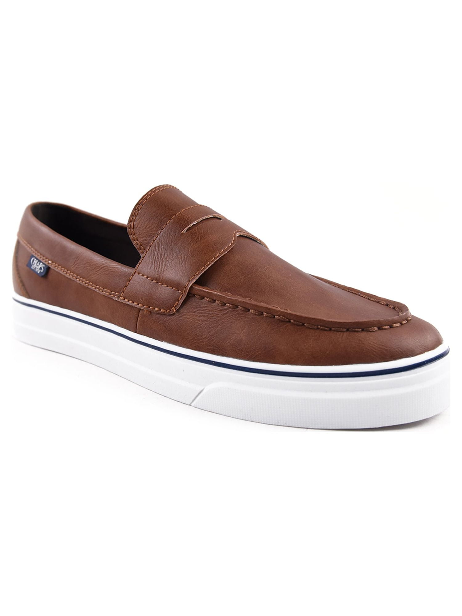 Chaps Men's Casual Dress Shoes Memory Foam Penny Loafer Moc Toe Navy ...