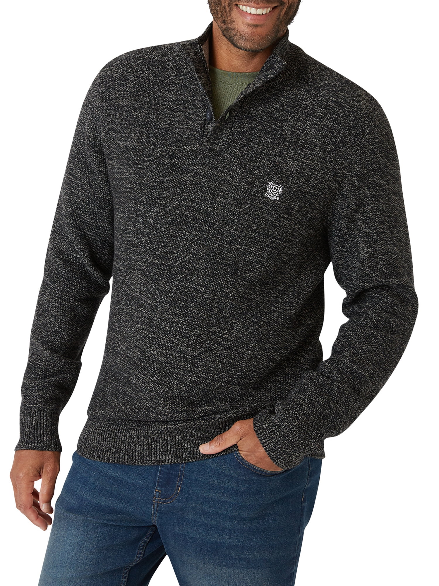 Chaps Men's Cotton Twist Button Mockneck Sweater-Sizes XS up to 4XB ...