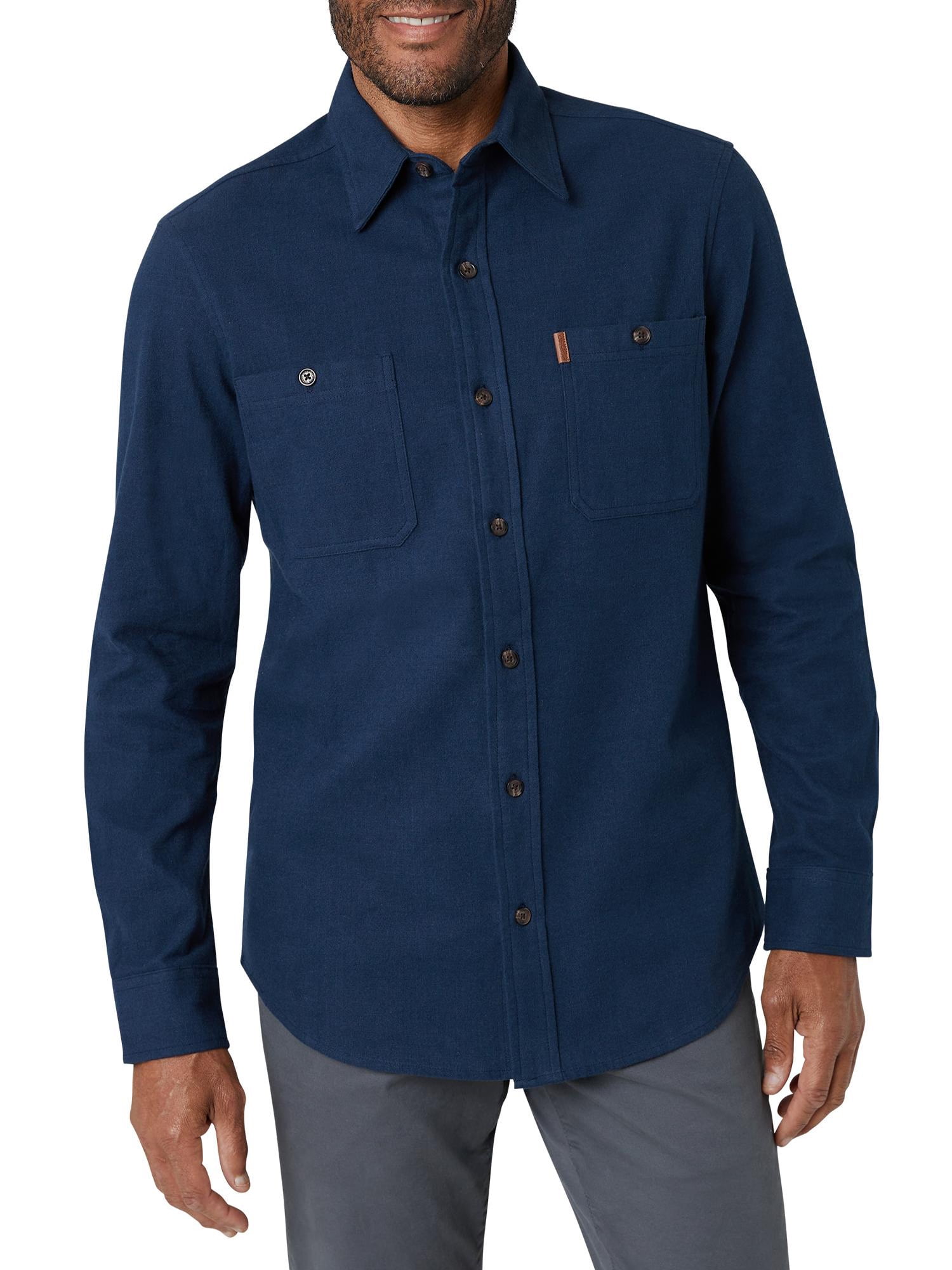 Chaps Men's Double Sided Brushed Cotton Long Sleeve Chamois Shirt ...