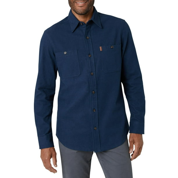 Chaps Men's Double Sided Brushed Cotton Long Sleeve Chamois Shirt ...