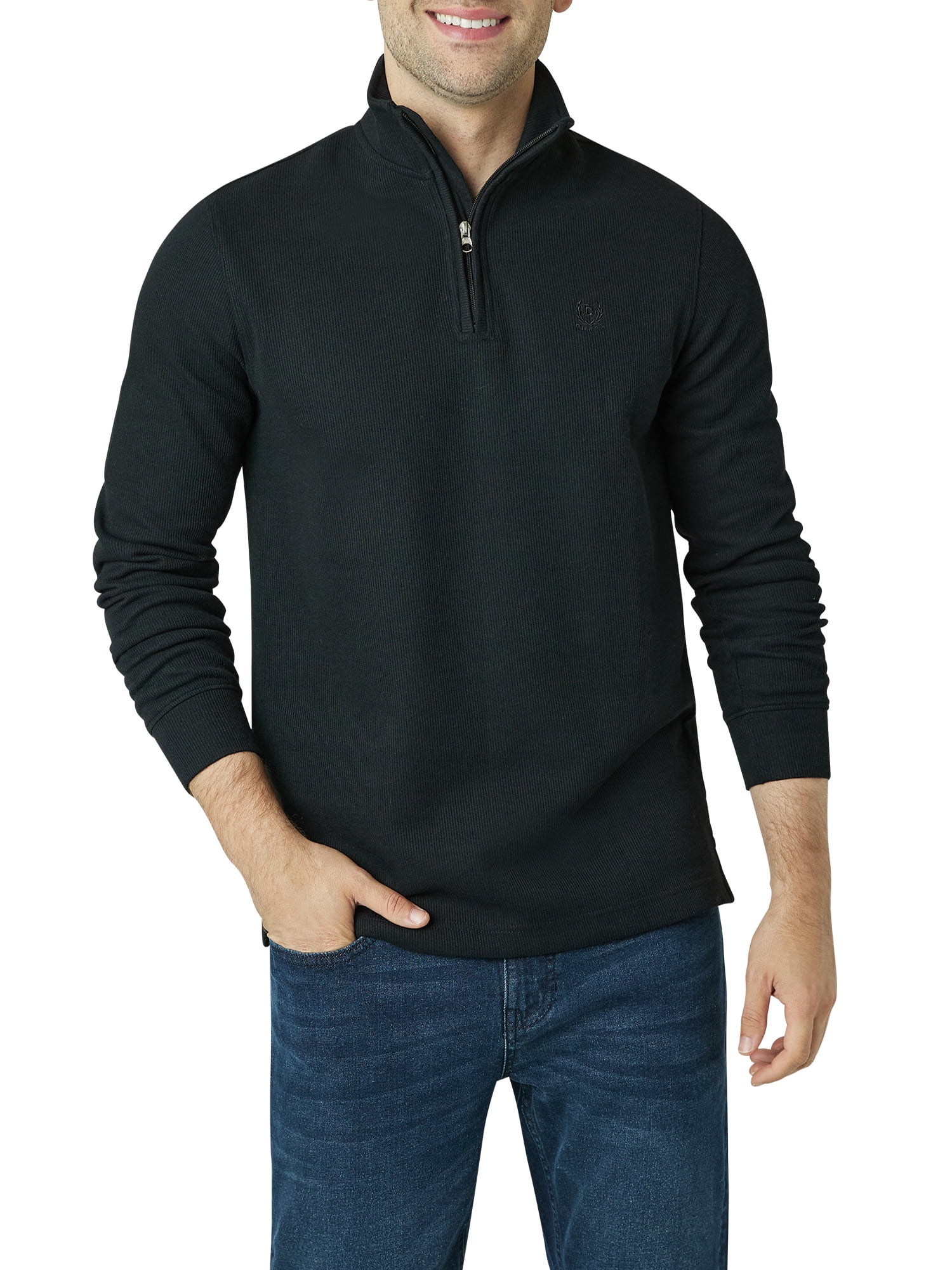 Chaps Men's Flatback Rib Westport Quarter Zip Mockneck Knit- Sizes XS ...