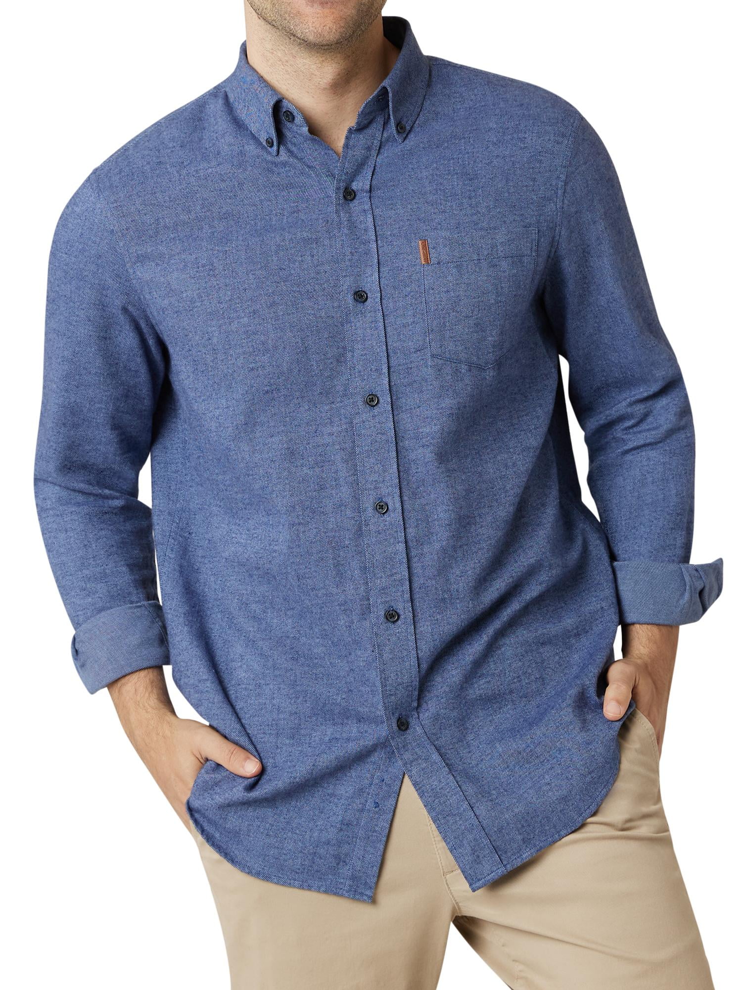 Chaps Men's Long Sleeve Performance Flannel Shirt, Breathable Cotton ...