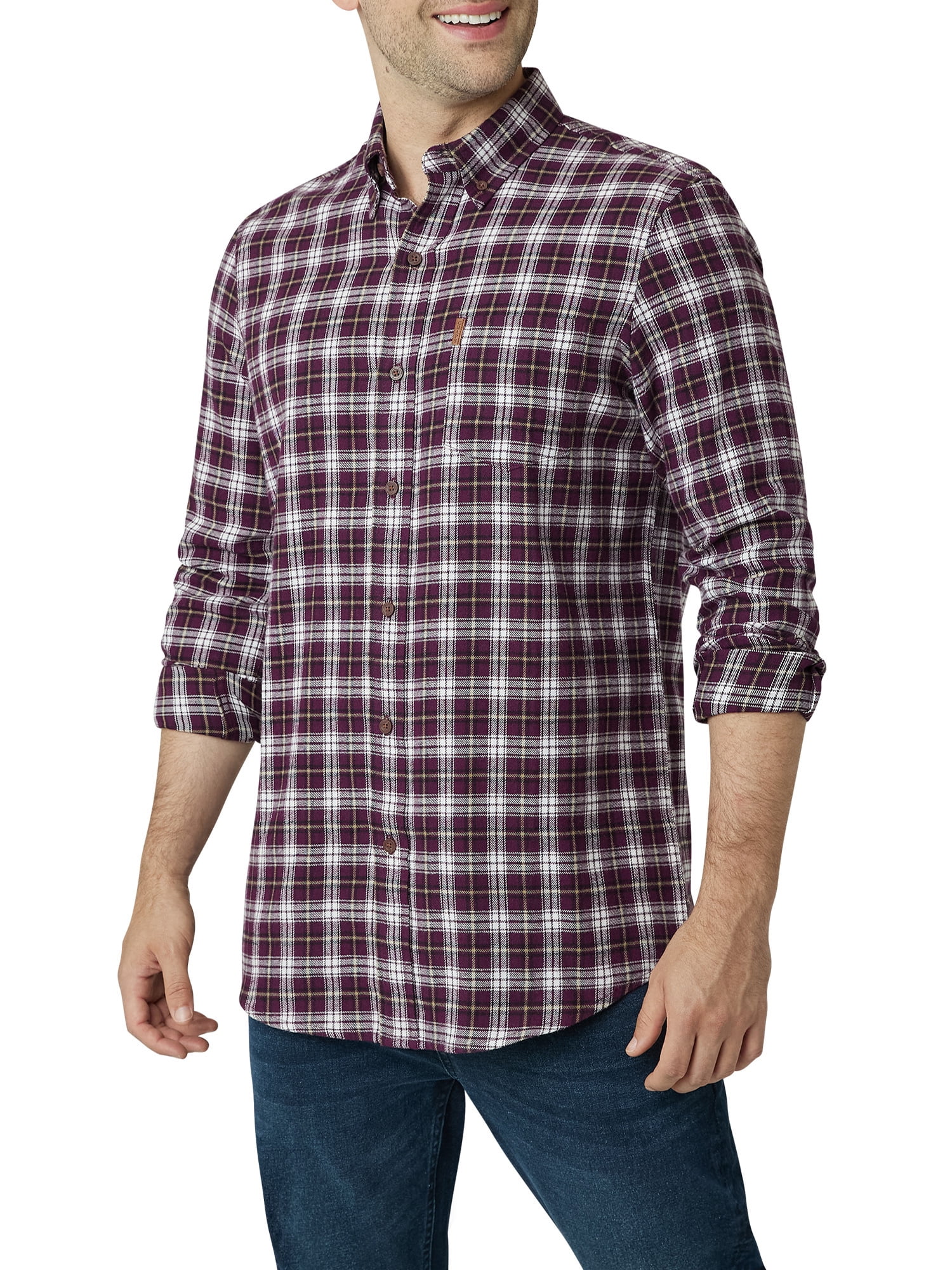 Chaps Men's Long Sleeve Performance Flannel Shirt-Sizes XS up to 4XB ...