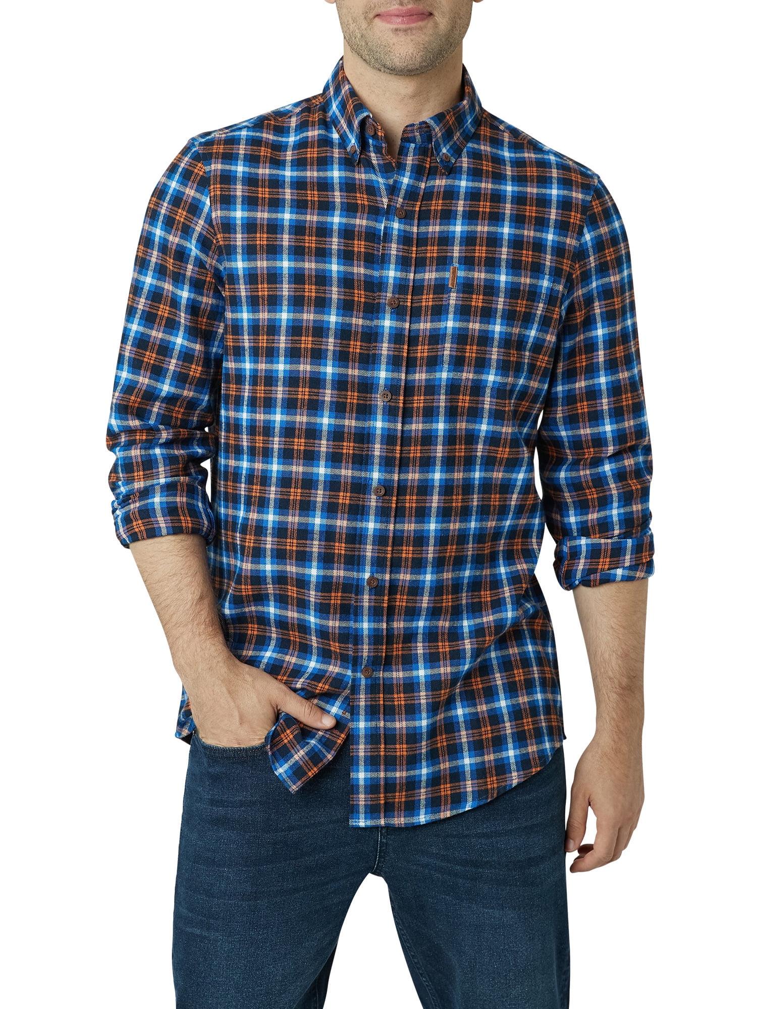 Chaps Men's Long Sleeve Performance Flannel Shirt-Sizes XS up to 4XB ...