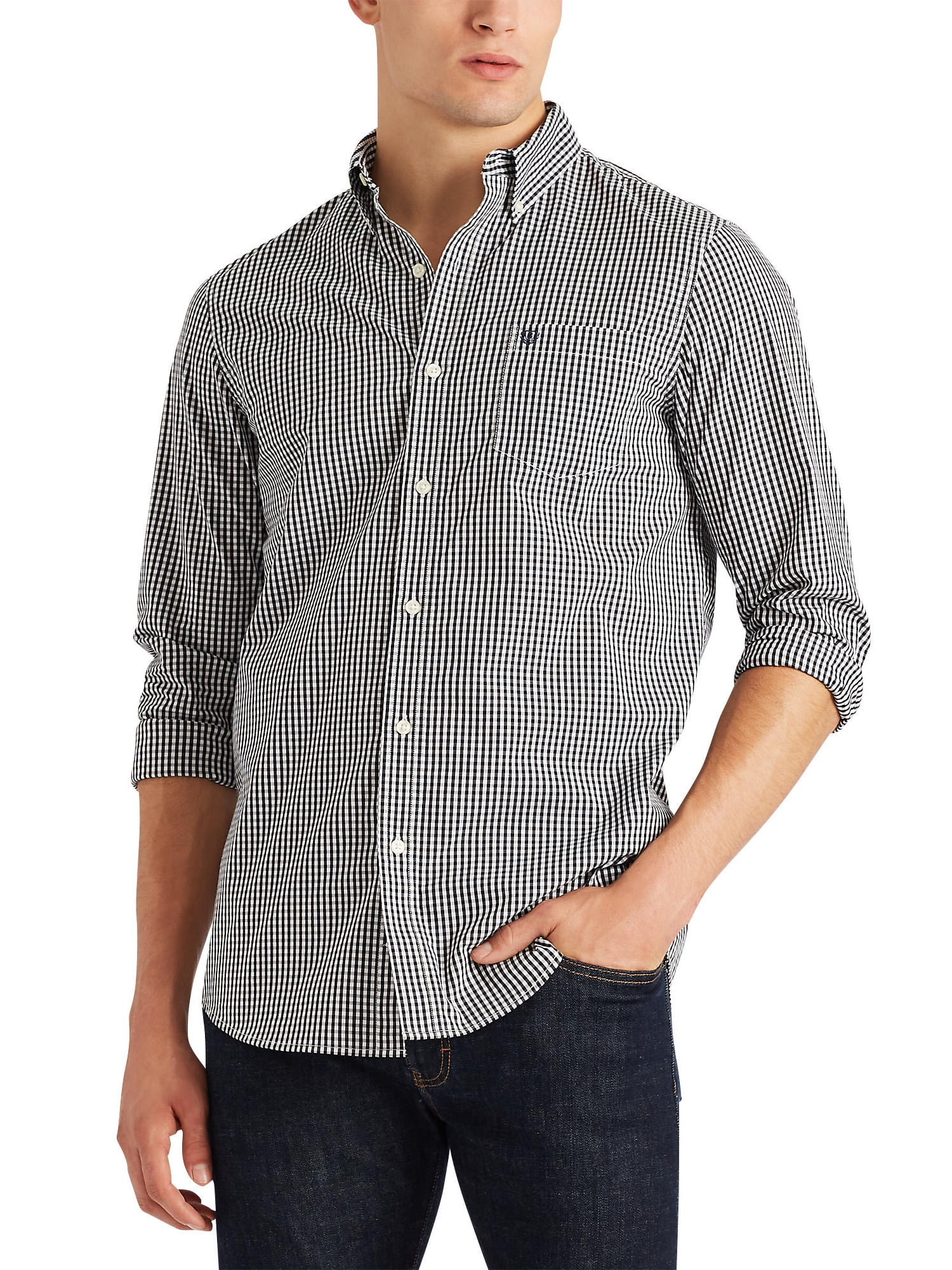 Chaps Men's Long Sleeve Recycled Poly Stretch Woven Shirt - Sizes XS up ...