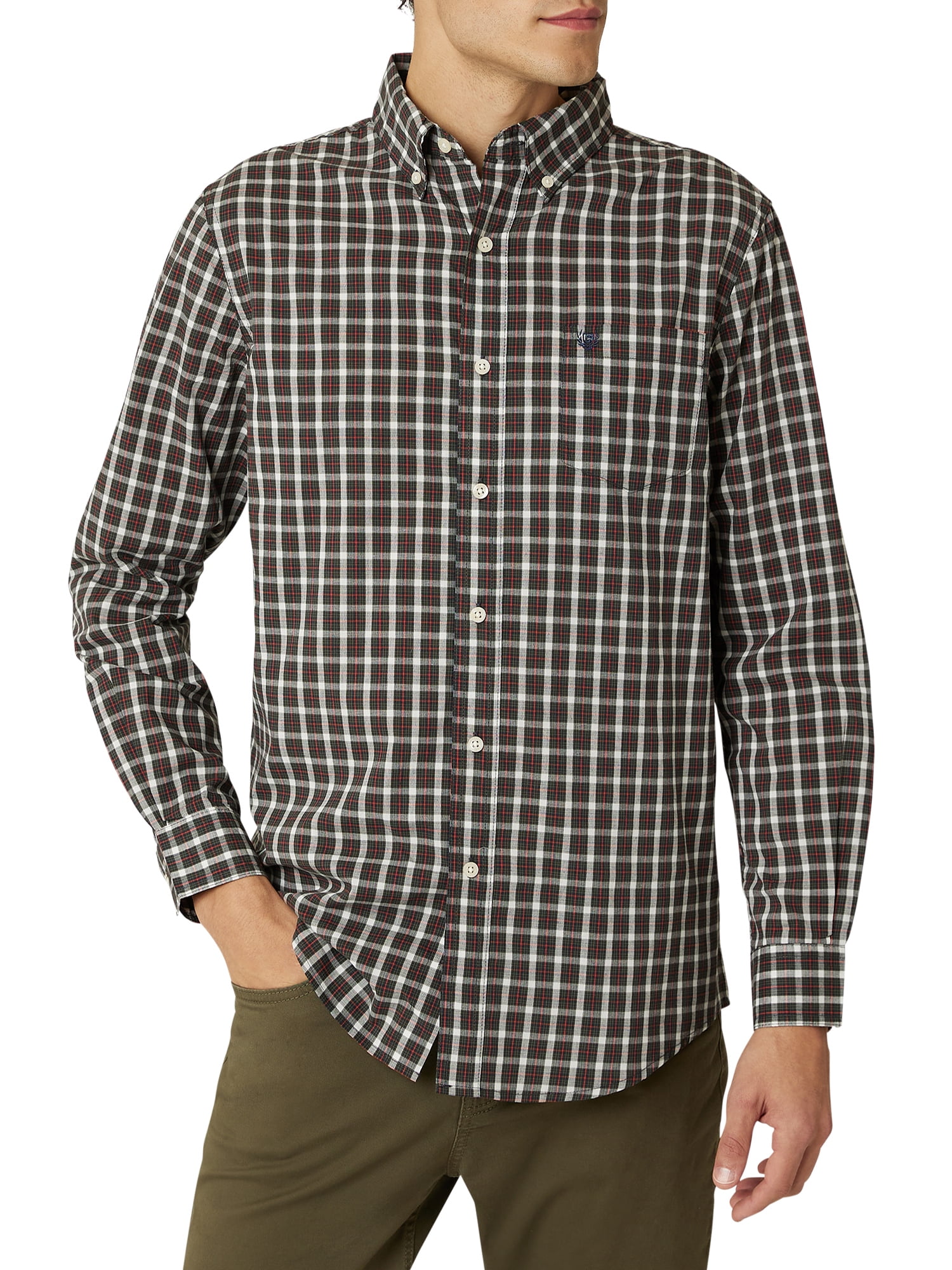 Chaps Men's Long Sleeve Sustainable Easy Care Woven Shirt -Sizes XS up ...