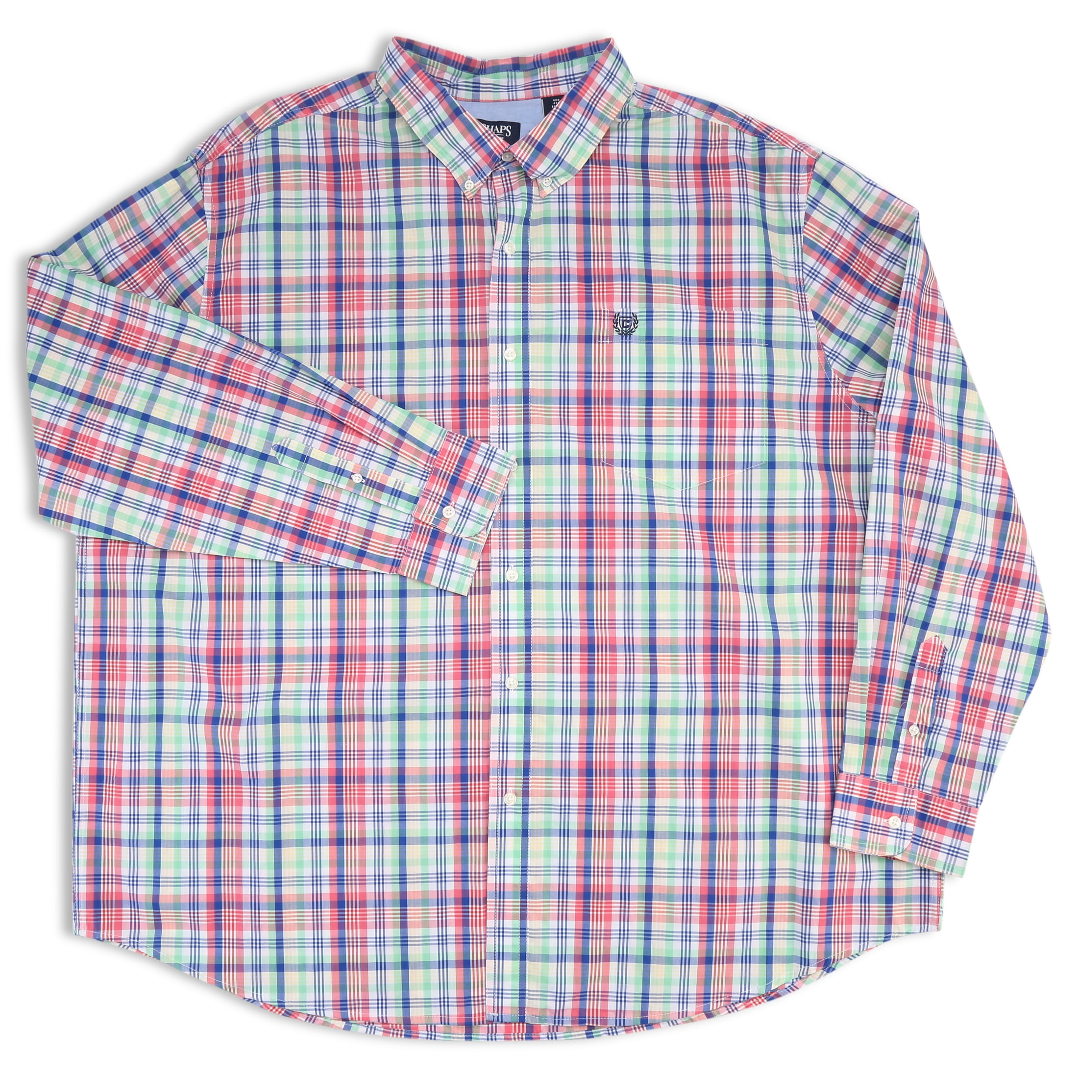 Chaps Men's Long Sleeve Sustainable Easy Care Woven Shirt -Sizes XS up ...