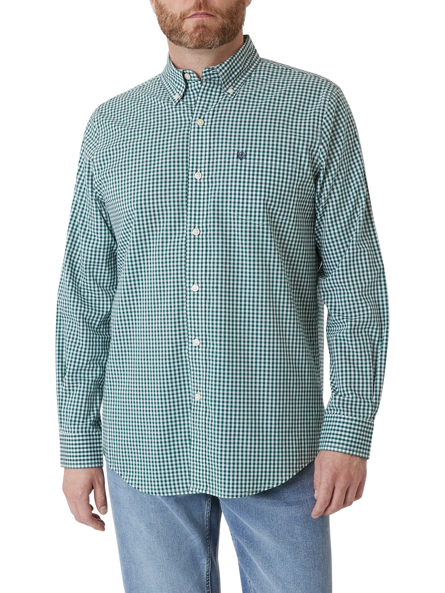 Chaps Men's Long Sleeve Sustainable Easy Care Woven Shirt -Sizes XS up ...