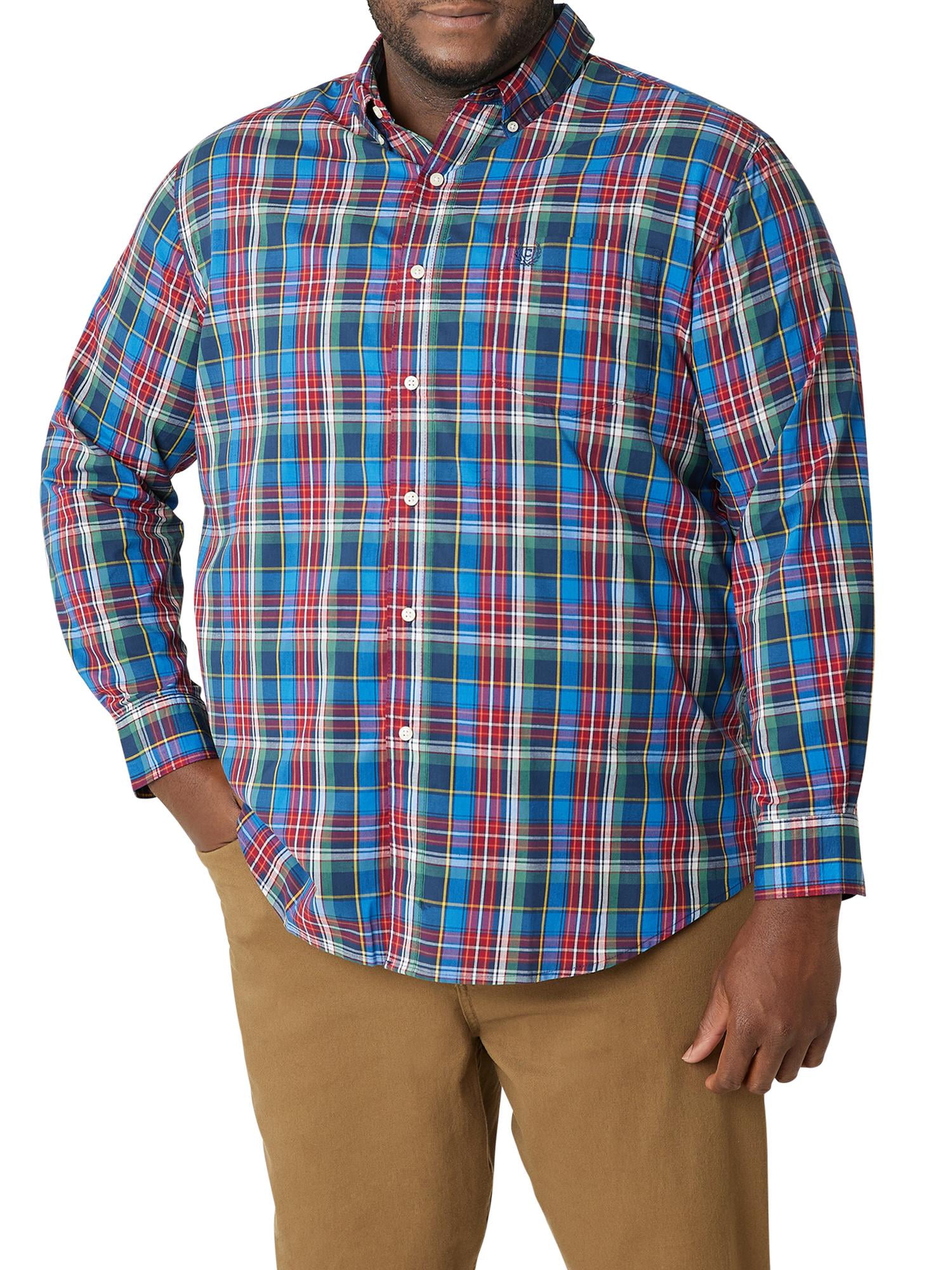 Chaps Men's Long Sleeve Sustainable Easy Care Woven Shirt -Sizes XS up ...