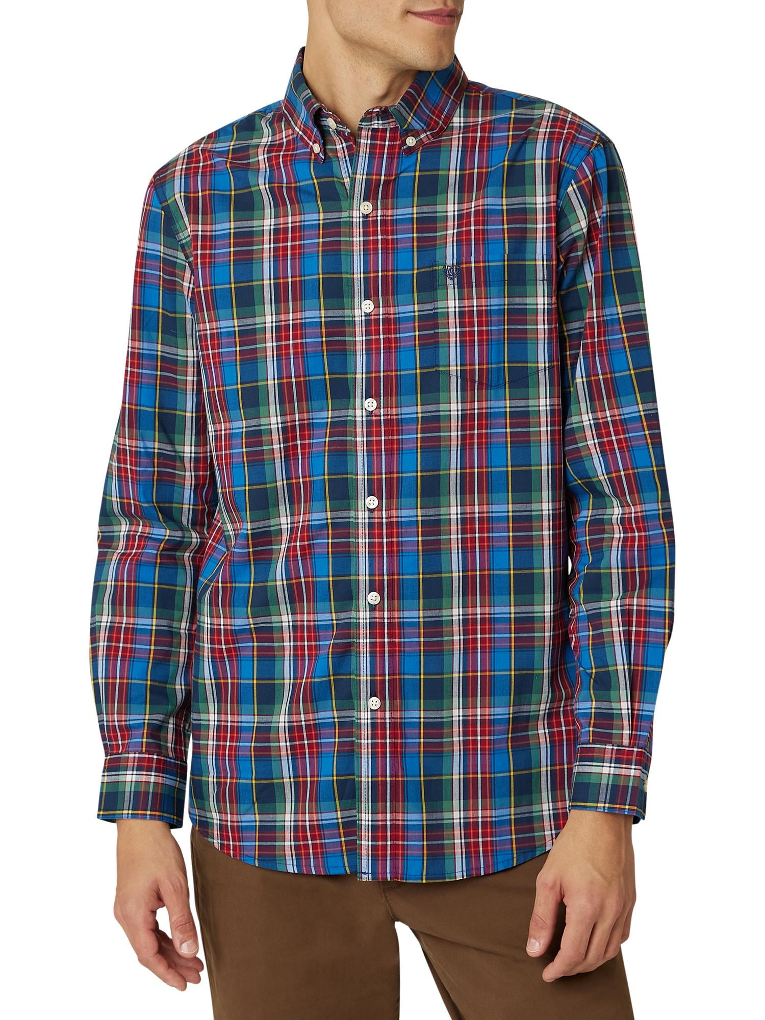 Chaps Men's Long Sleeve Sustainable Easy Care Woven Shirt -Sizes XS up ...