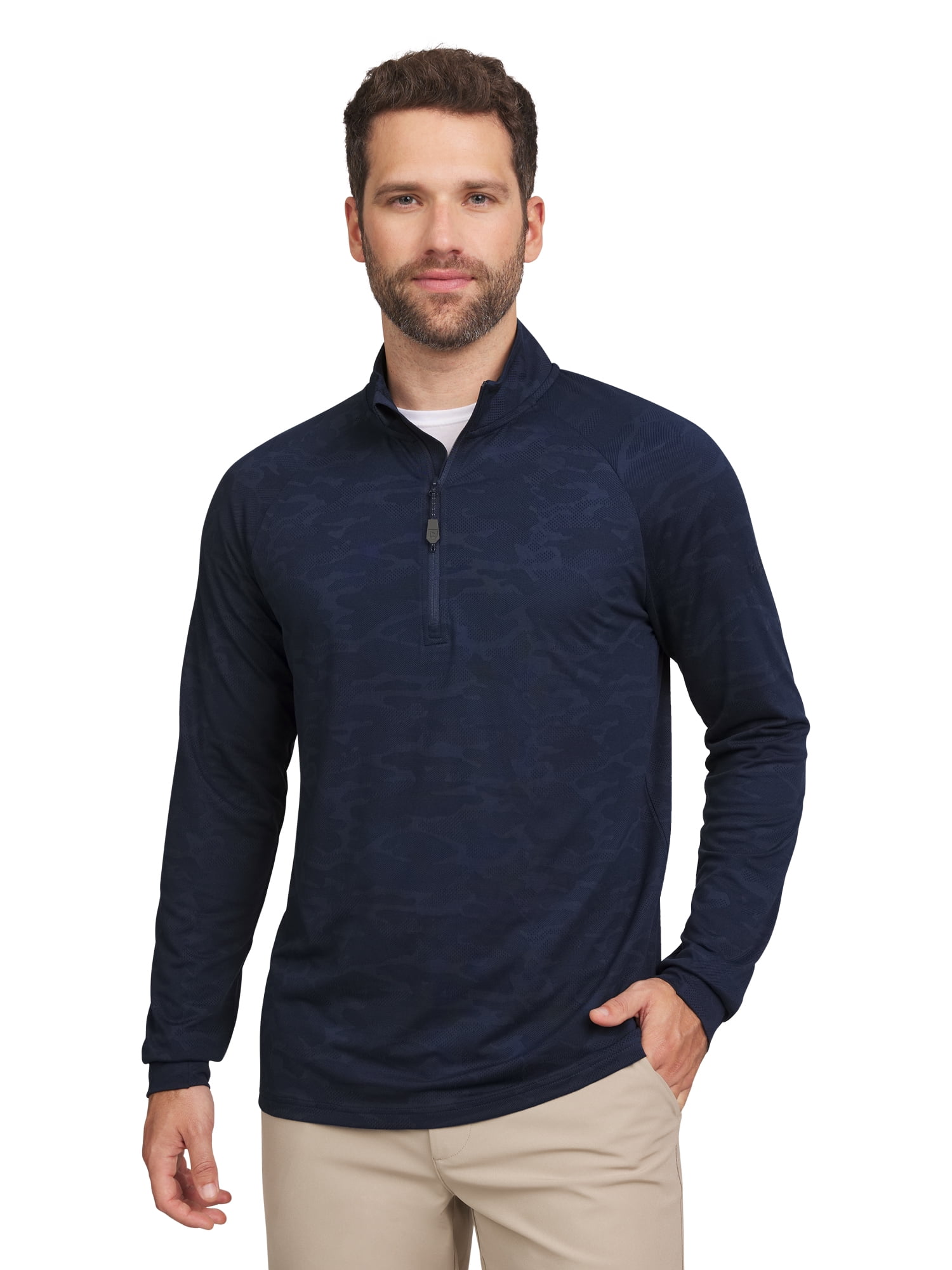 Chaps Men's Quarter Zip Camo Jacquard Pullover Sweater, Sizes S-5XL ...