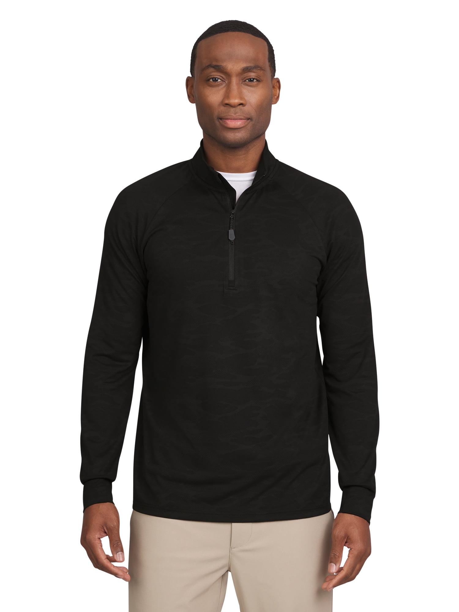 Chaps Golf Men's & Big Men's Quarter Zip Camo Jacquard Sweater, Sizes S ...