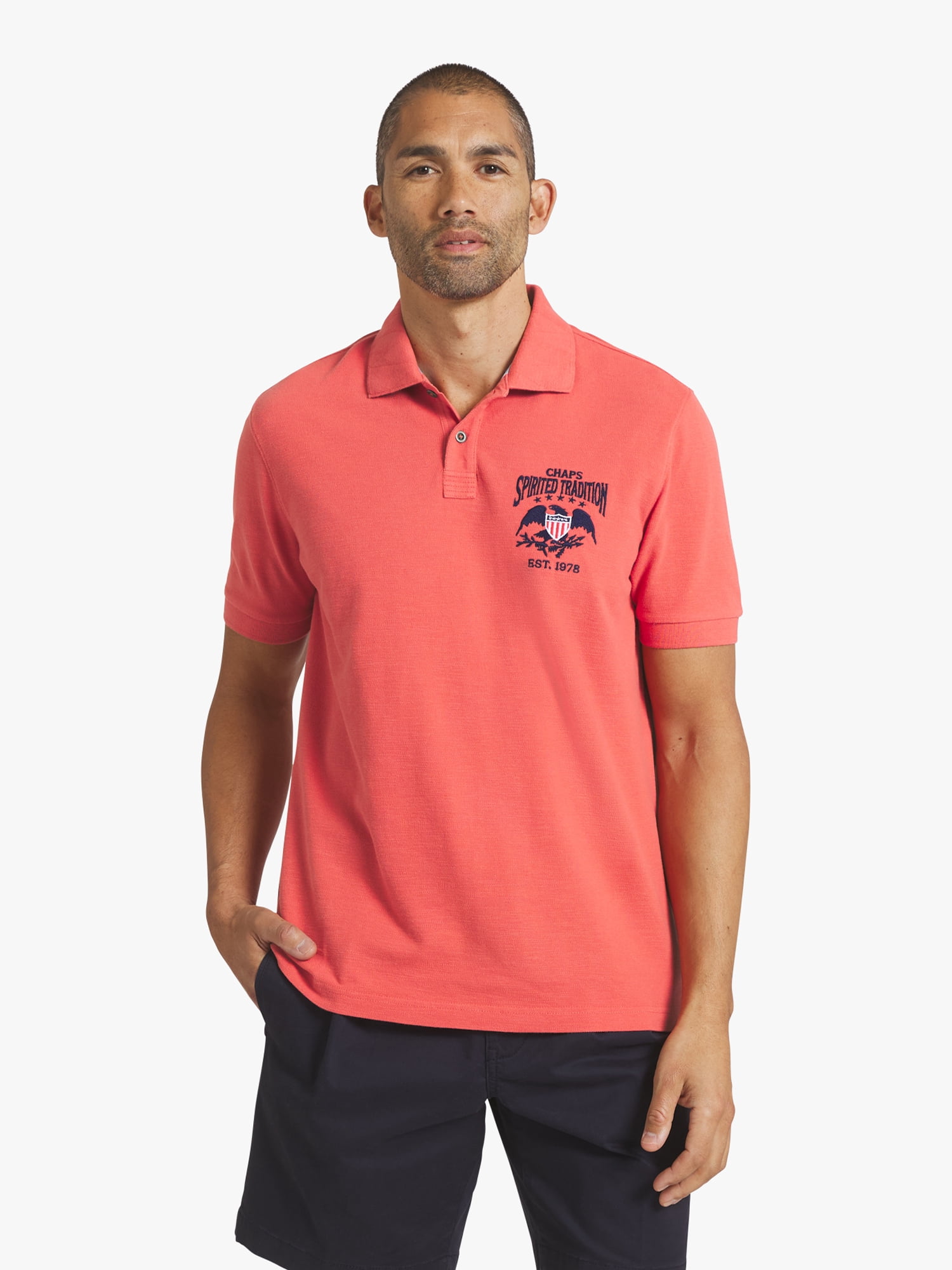 Chaps Men's Short Sleeve Eagle Slub Polo, Sizes S-2XL - Walmart.com
