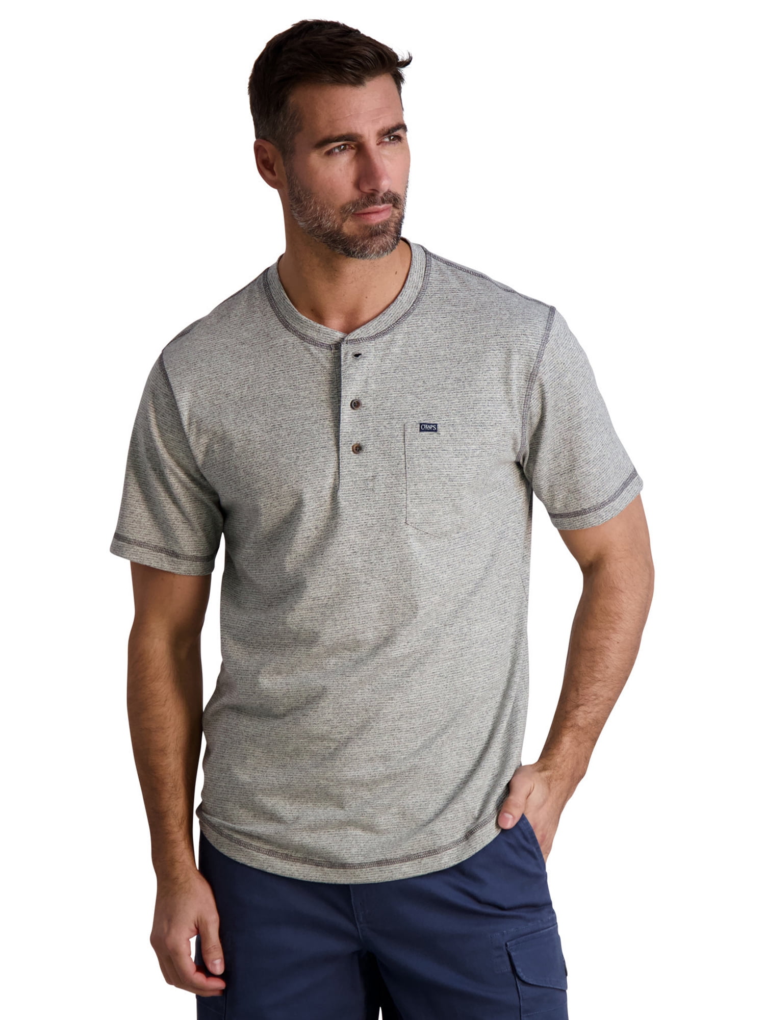 Chaps Men's Short Sleeve Feeder Stripe Pocket Henley - Sizes XS up to ...