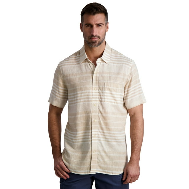 Chaps Men's Short Sleeve Linen Button Down Shirt, Sizes XS-4XB - Walmart.com