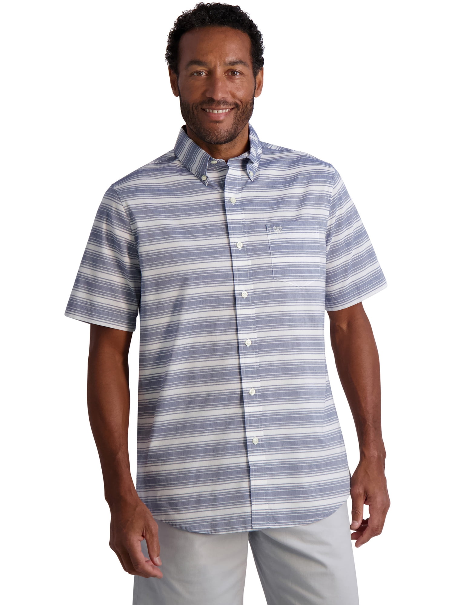 Chaps Men's Short Sleeve Recycled Poly Stretch Woven Shirt - Sizes XS ...