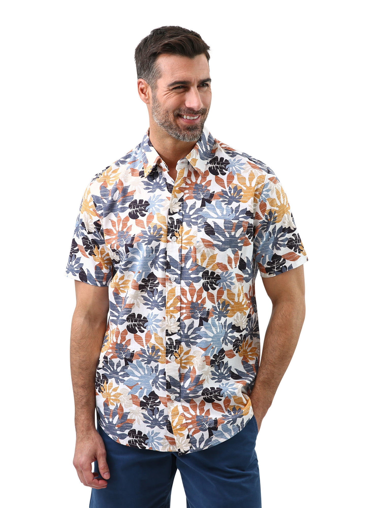 Chaps Men's Short Sleeve Stretch Cotton Slub Shirt, Sizes XS-4XB ...