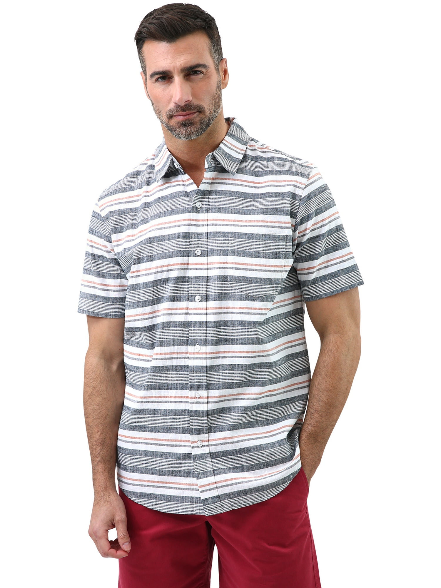 Chaps Men's Short Sleeve Stretch Cotton Slub Shirt, Sizes XS-4XB ...