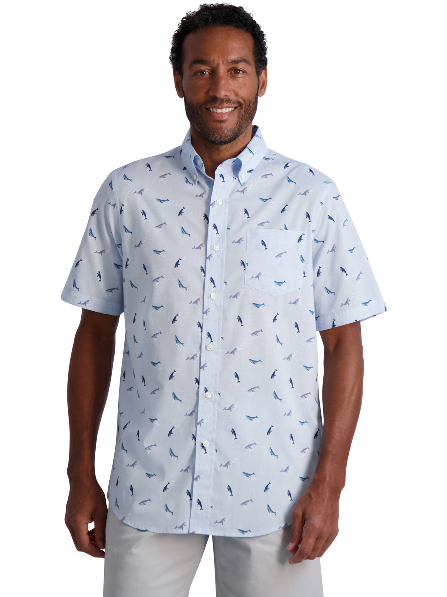 Chaps Men's Short Sleeve Stretch Woven Shirt, Sizes XS-4XB - Walmart.com