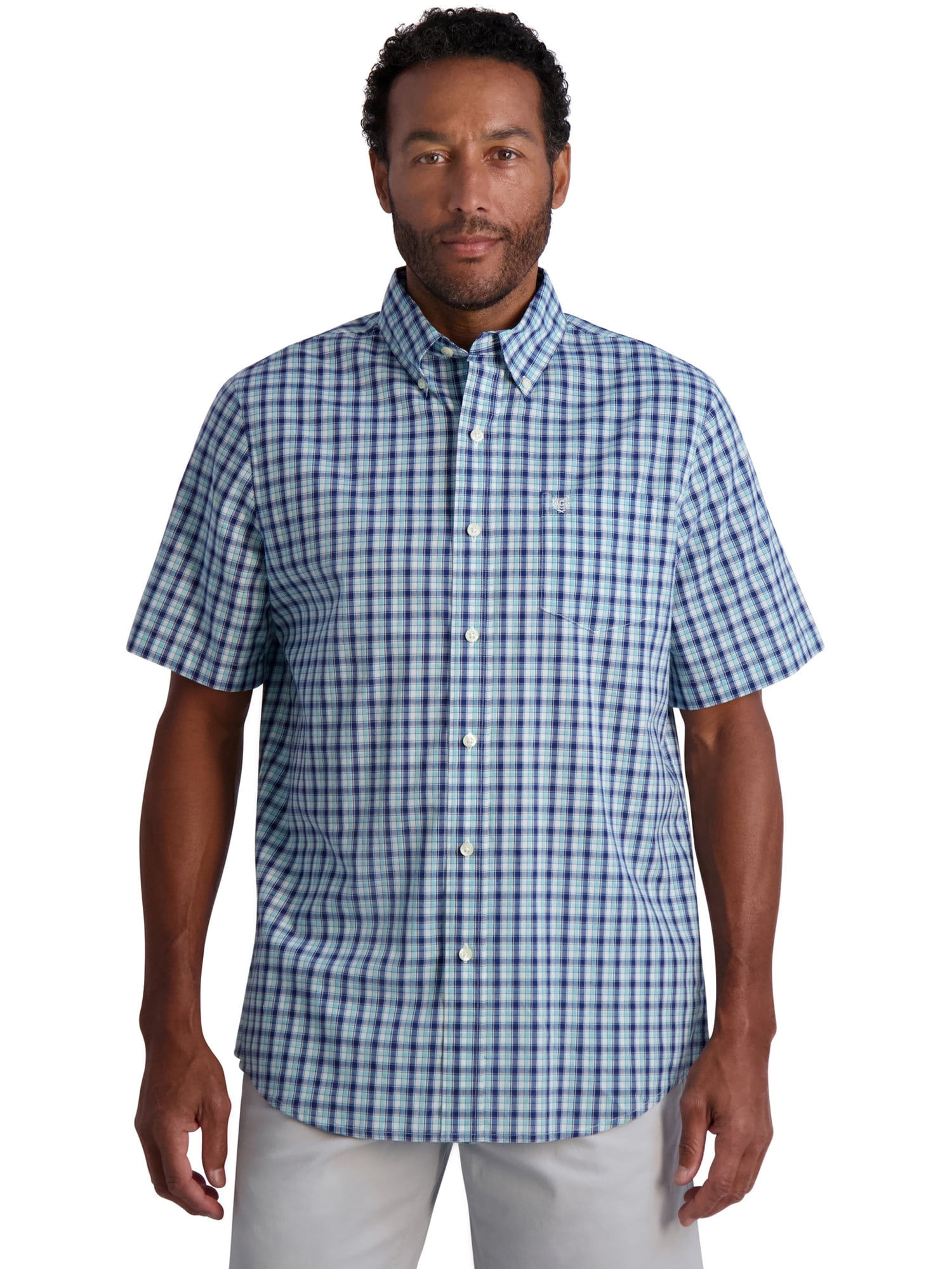 Chaps Men's Short Sleeve Stretch Woven Shirt, Sizes XS-4XB - Walmart.com