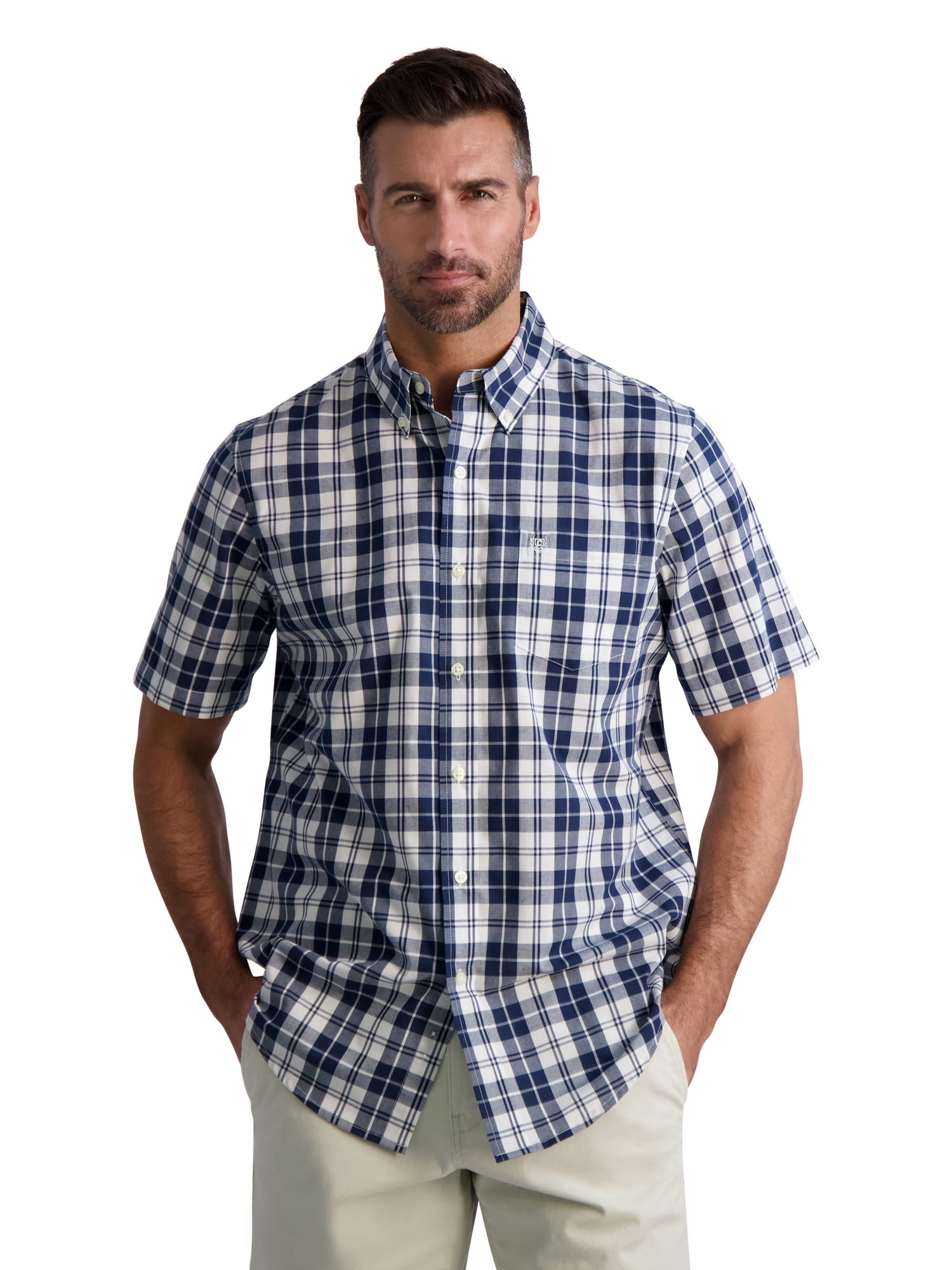 Chaps Men's Short Sleeve Stretch Woven Shirt, Sizes XS-4XB - Walmart.com