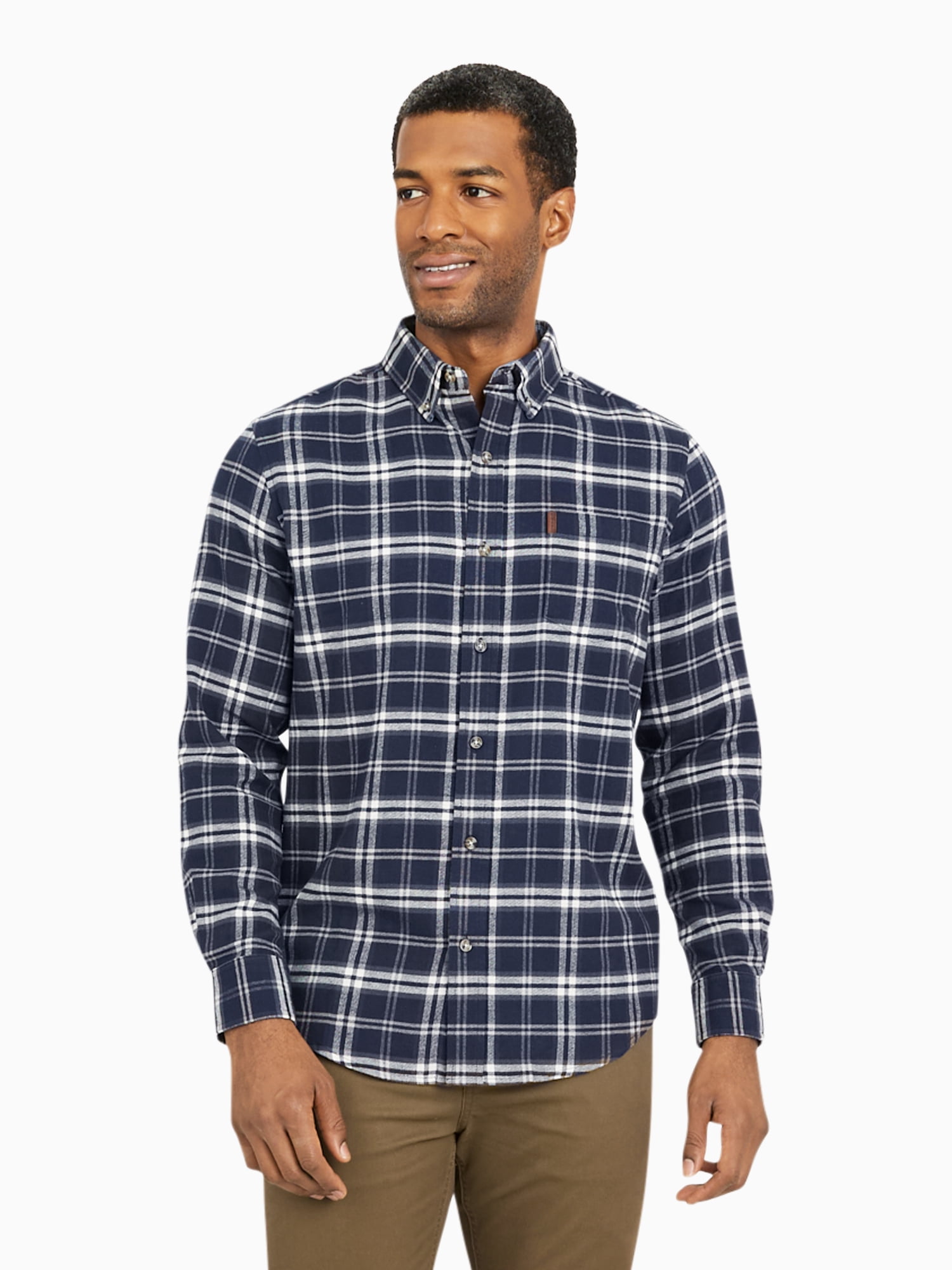 Chaps Men's and Big Men's Comfort Stretch Flannel Shirt, Sizes S-2XL ...