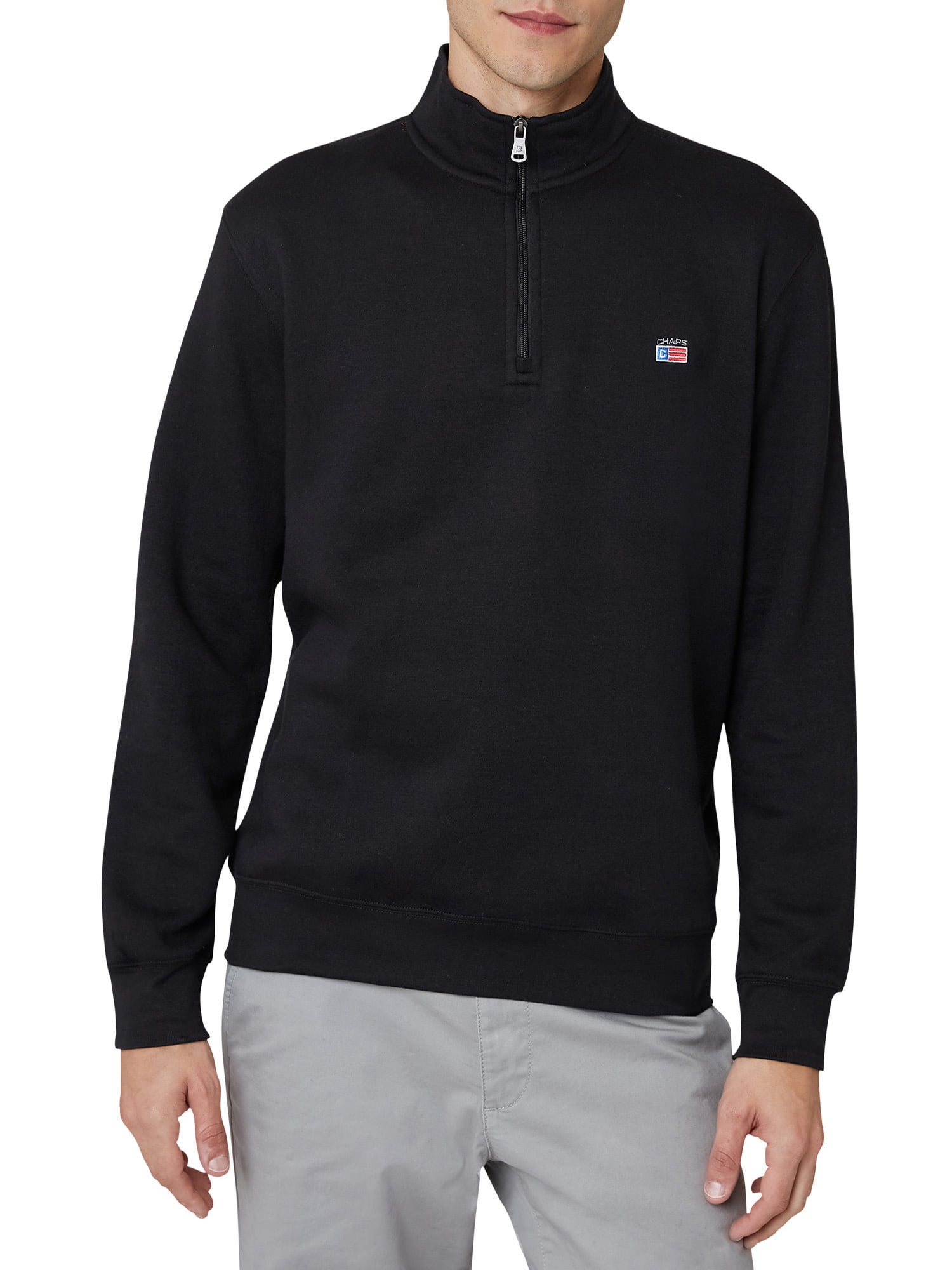Chaps Men's and Big Men's Fleece Quarter Zip Mock Neck Sweatshirt ...