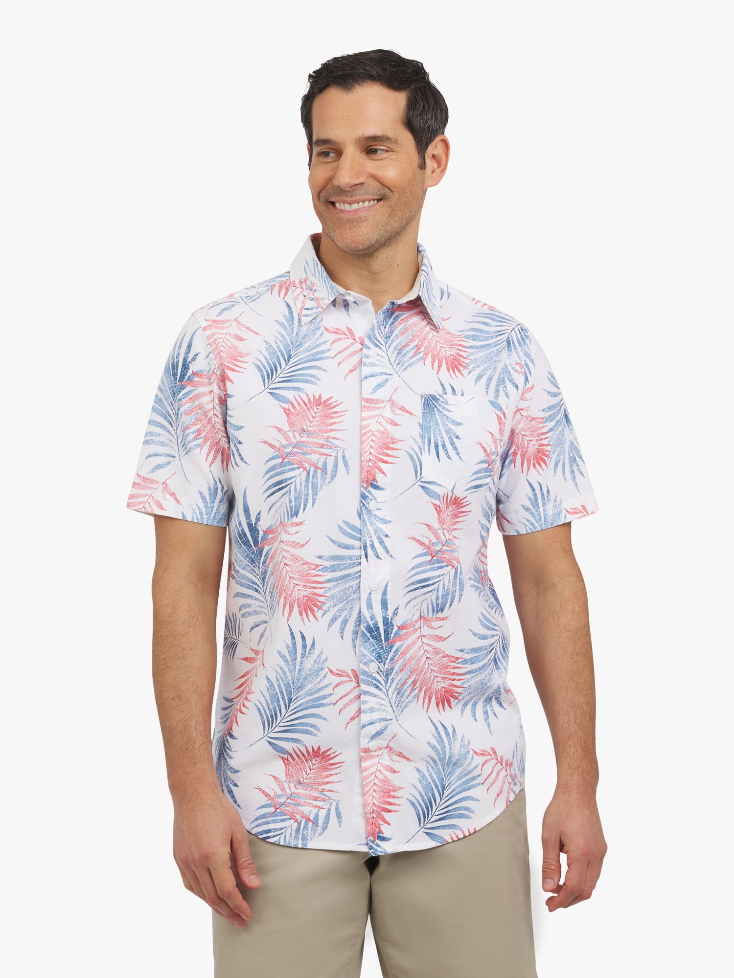Chaps Men's and Big Men's Linen-Blend Print Woven Shirt, Sizes S-3XL - Walmart.com