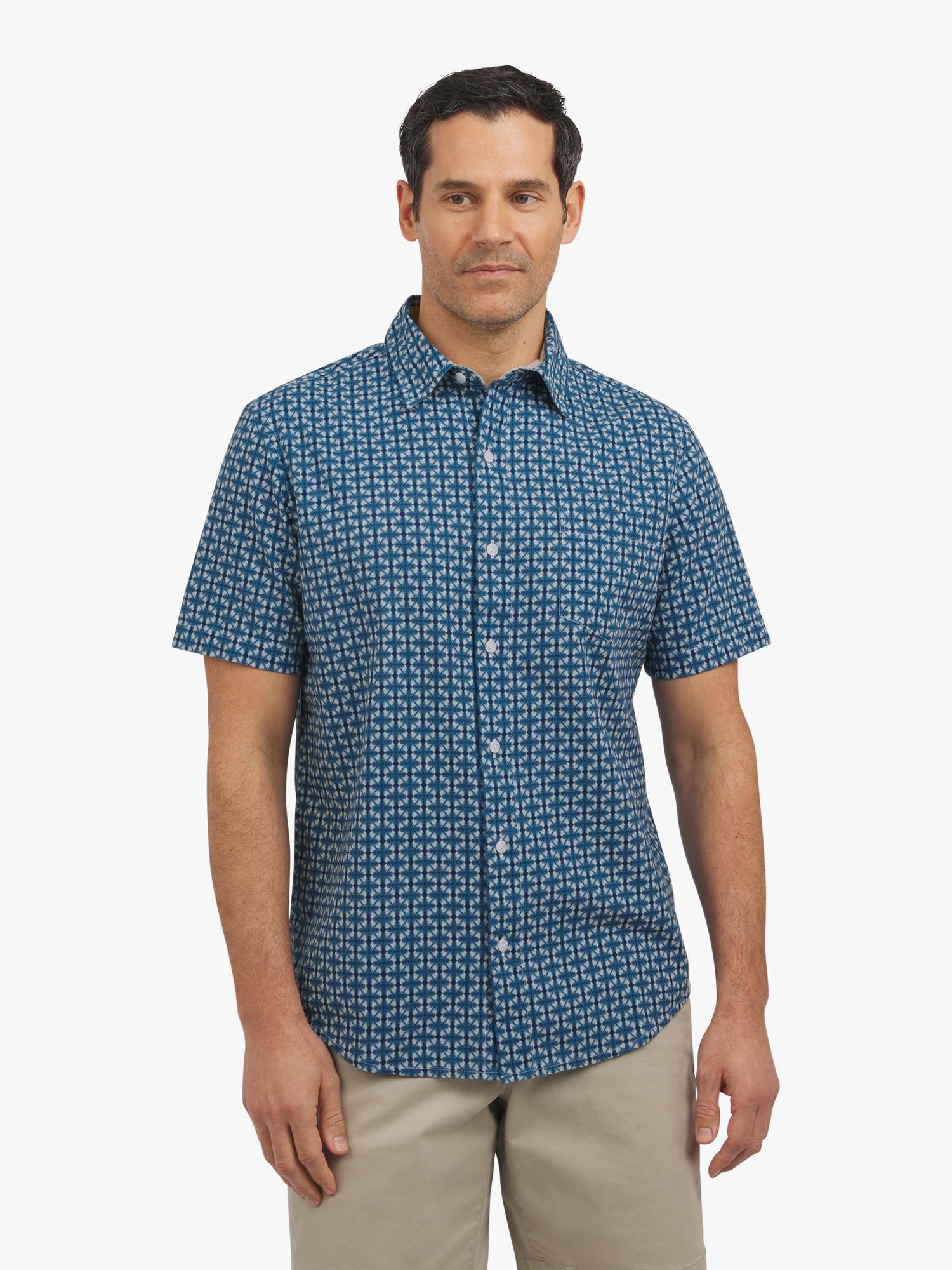 Chaps Men's and Big Men's Linen-Blend Print Woven Shirt, Sizes S-3XL ...