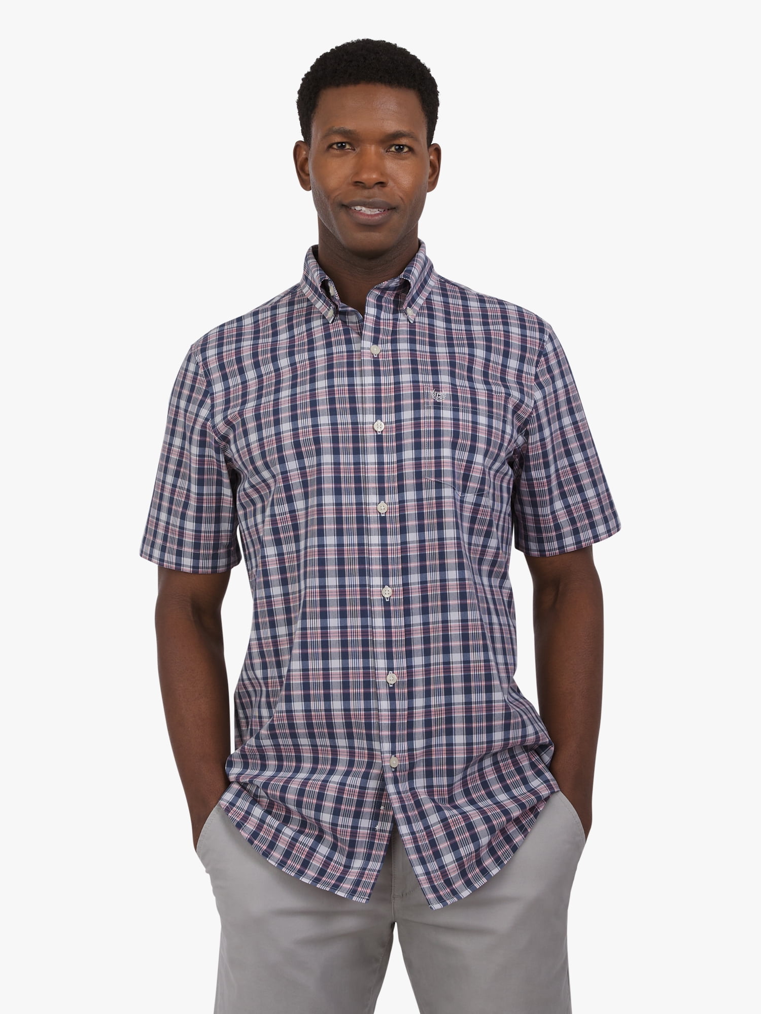 Chaps Men's and Big Men's Short Sleeve CVC Woven Shirt, Sizes S-3XL ...