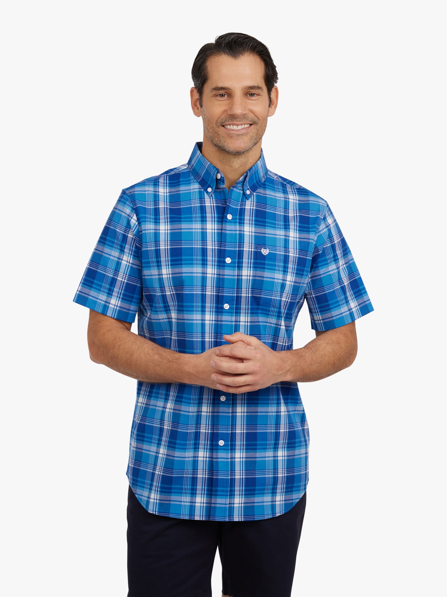 Chaps Men's and Big Men's Short Sleeve CVC Woven Shirt, Sizes S-3XL ...