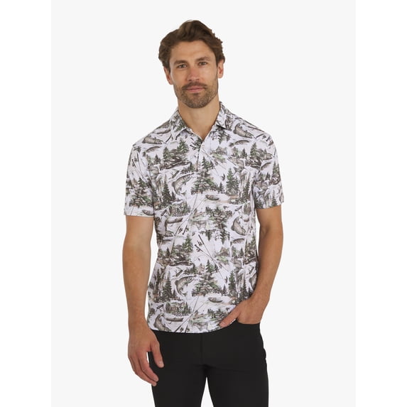 Chaps Men's and Big Men's Short Sleeve Performance Printed Polo Shirt ...