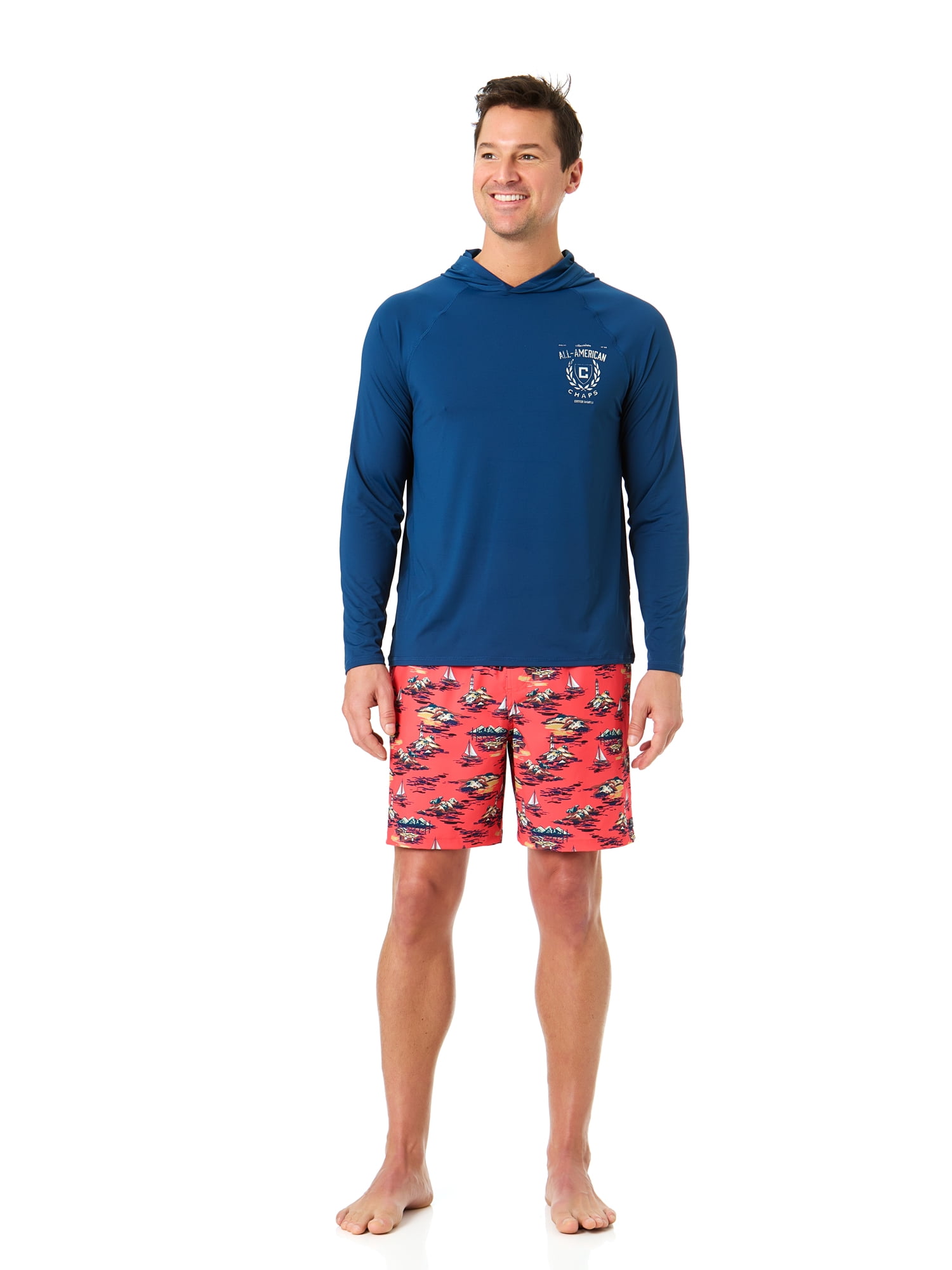 Chaps Mens Long Sleeve Graphic Rash Guard, Sizes S-3XL - Walmart.com