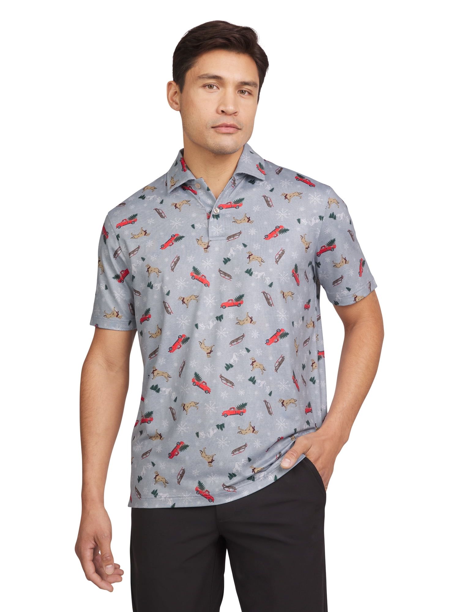 Chaps Men's & Big Men's Holiday and Christmas Printed Performance Polos ...