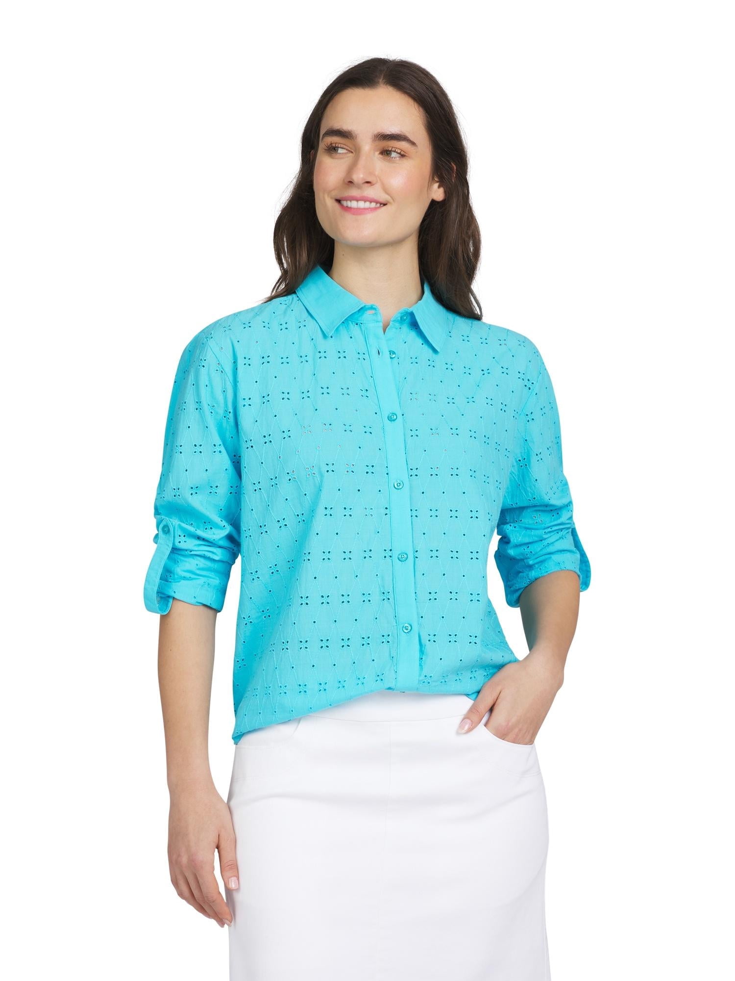 Chaps Women's Shirt - Classic Fit Button Down Long Sleeve Shirt (XS-XXL ...