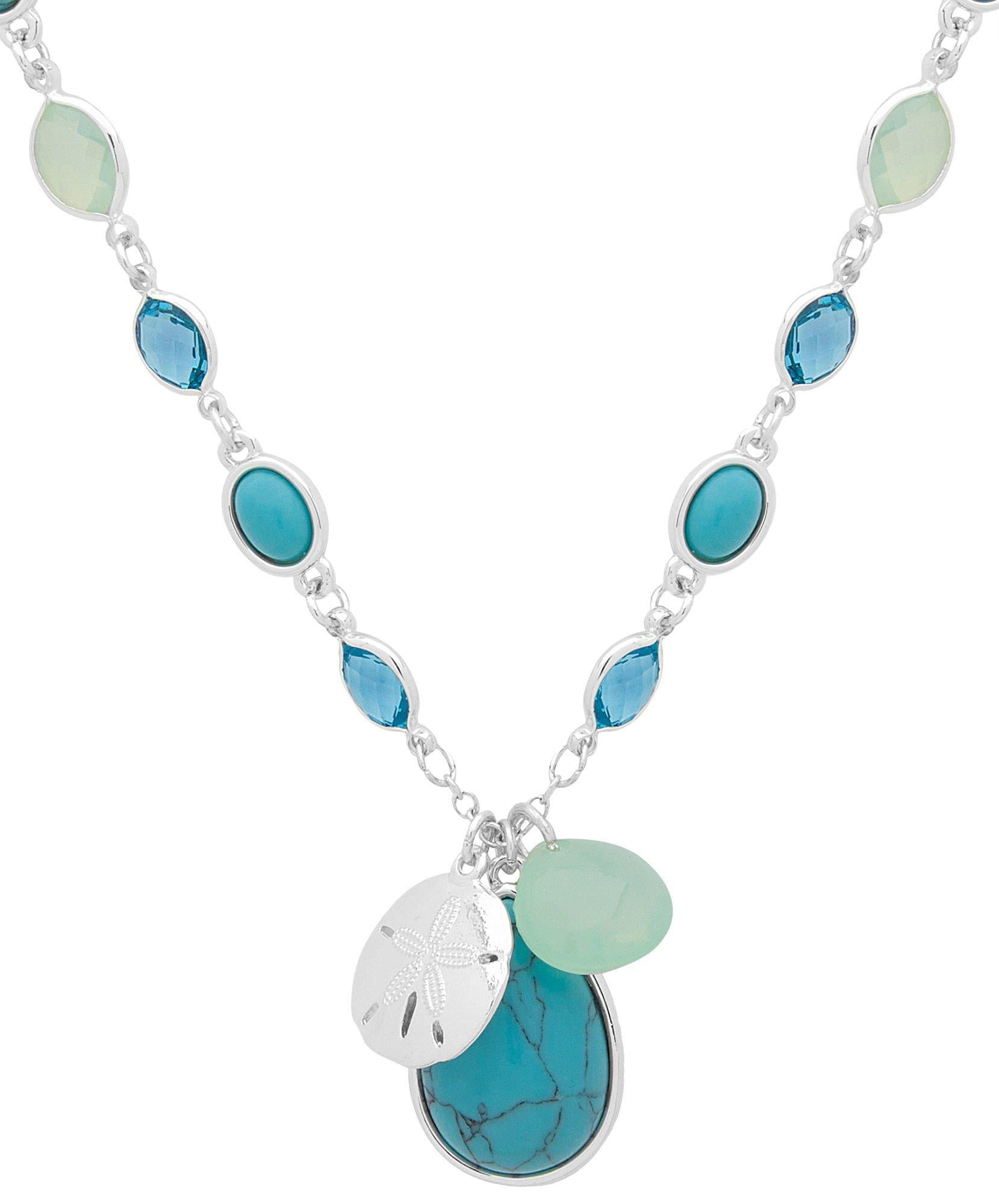 Chaps Women's Silver Tone Blue Pendant Necklace, 28" Length - Walmart.com