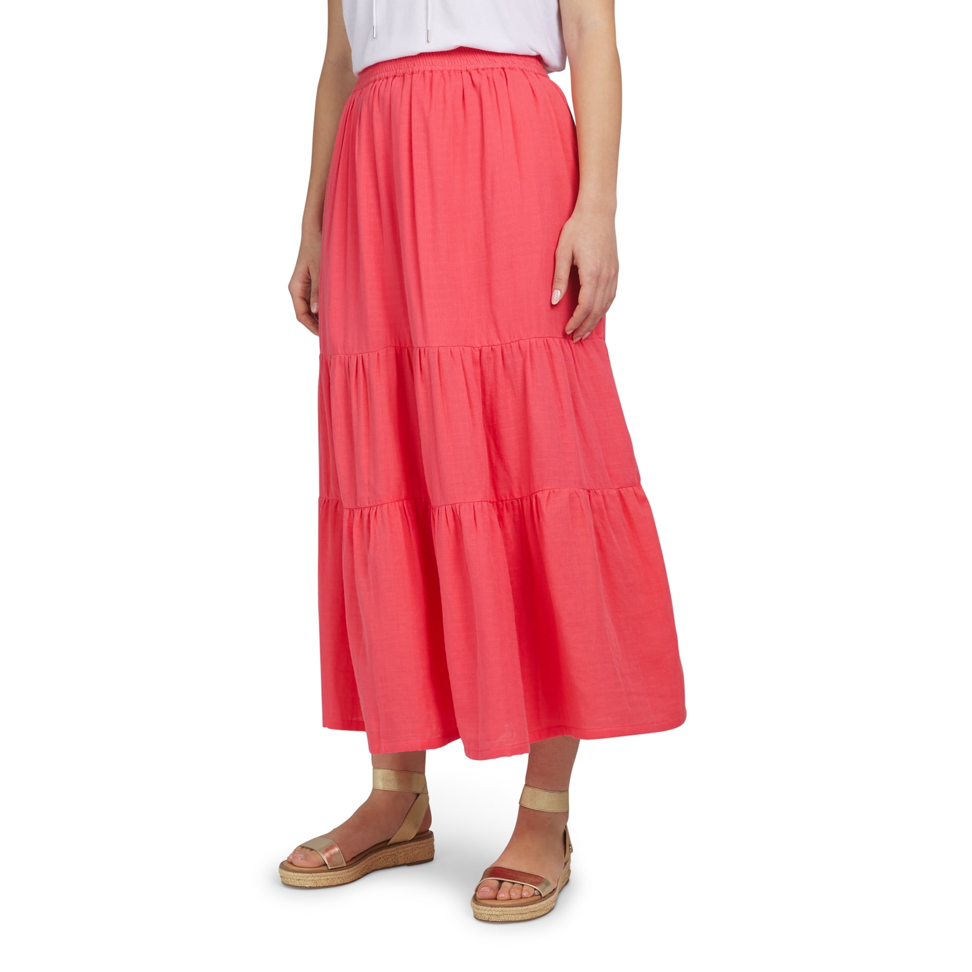 Chaps Women's Skirt - Flowy Tiered Midi Skirt (XS-XXL) - Walmart.com