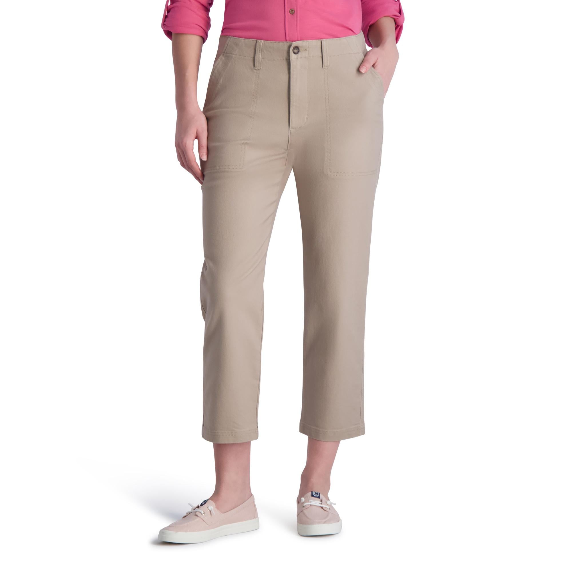 Chaps Women's Utility Pants - Comfort Stretch Flat Front Chinos - Khaki ...