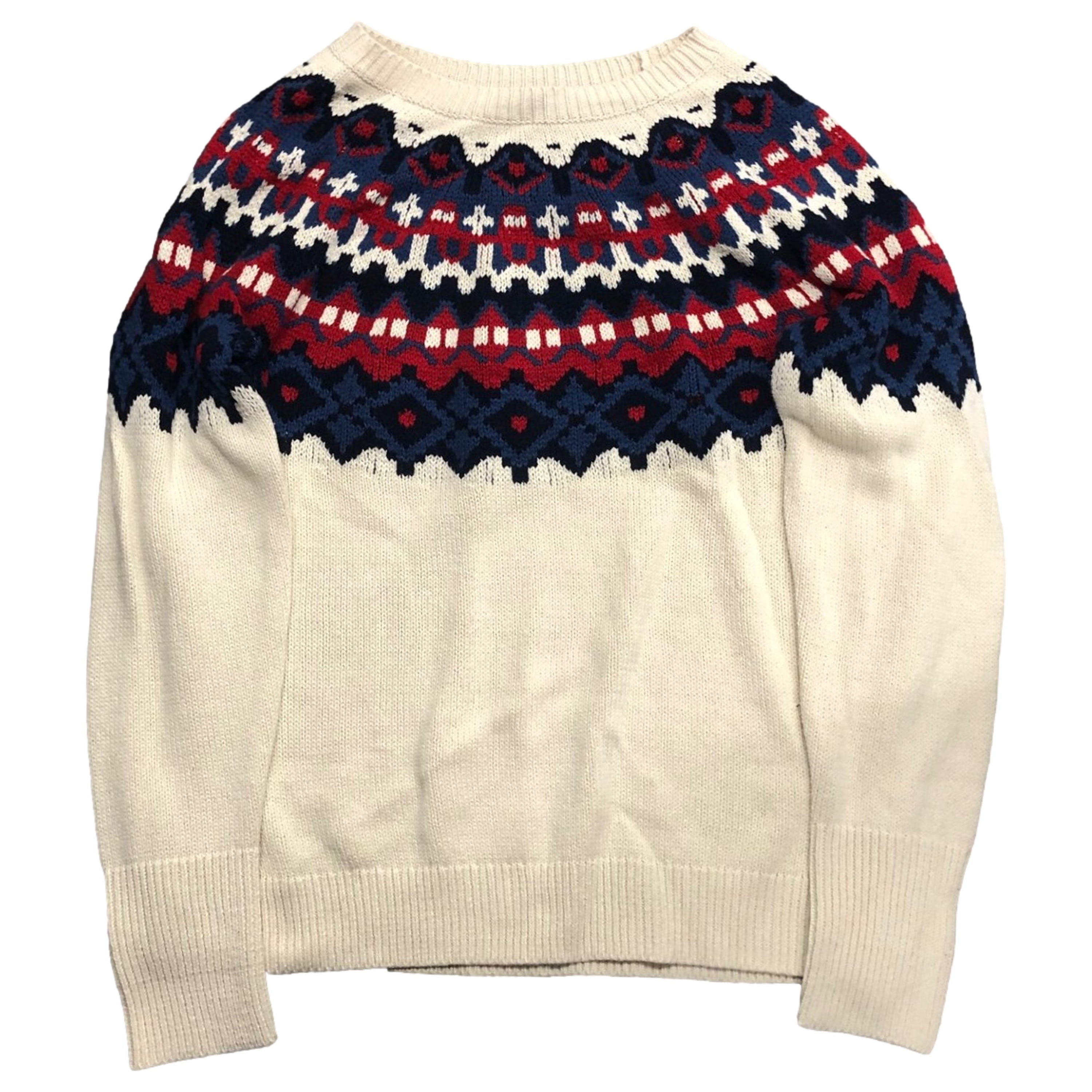 Chaps Womens Beige Red & Blue Geometric Print Pull-Over Sweater XX ...